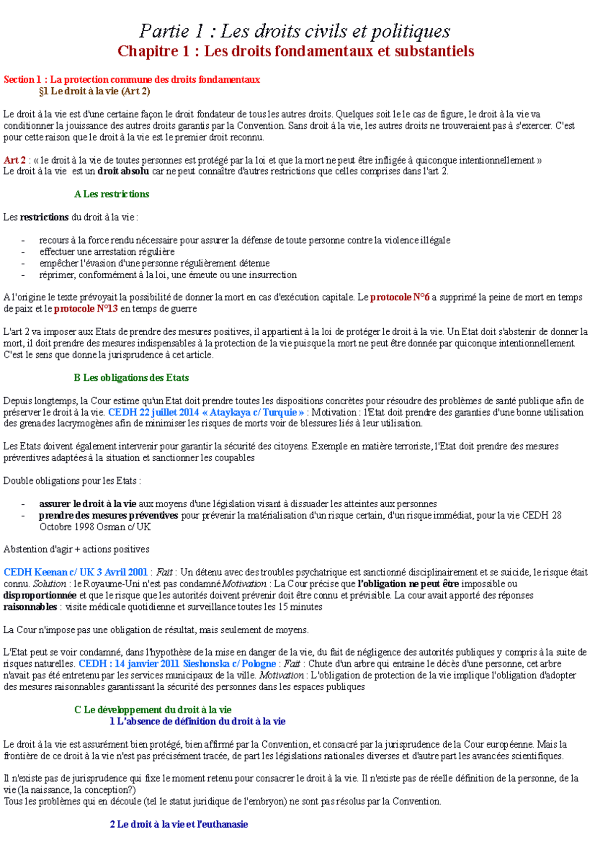 Partie 3 Chapitre 1 - Partie 1 : Les droits civils et politiques ...