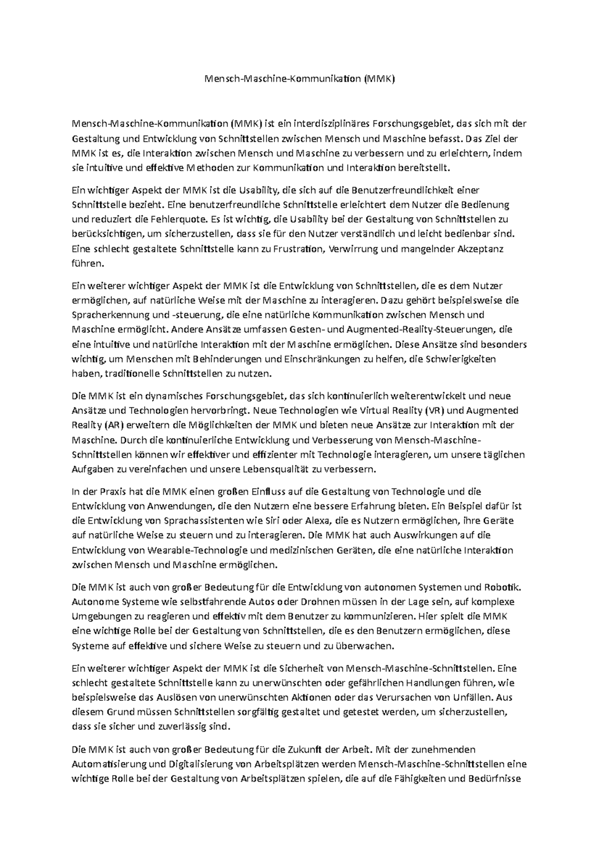 MMK1 - MMK1 | Mensch Maschiene Kommunikation - Mensch-Maschine ...