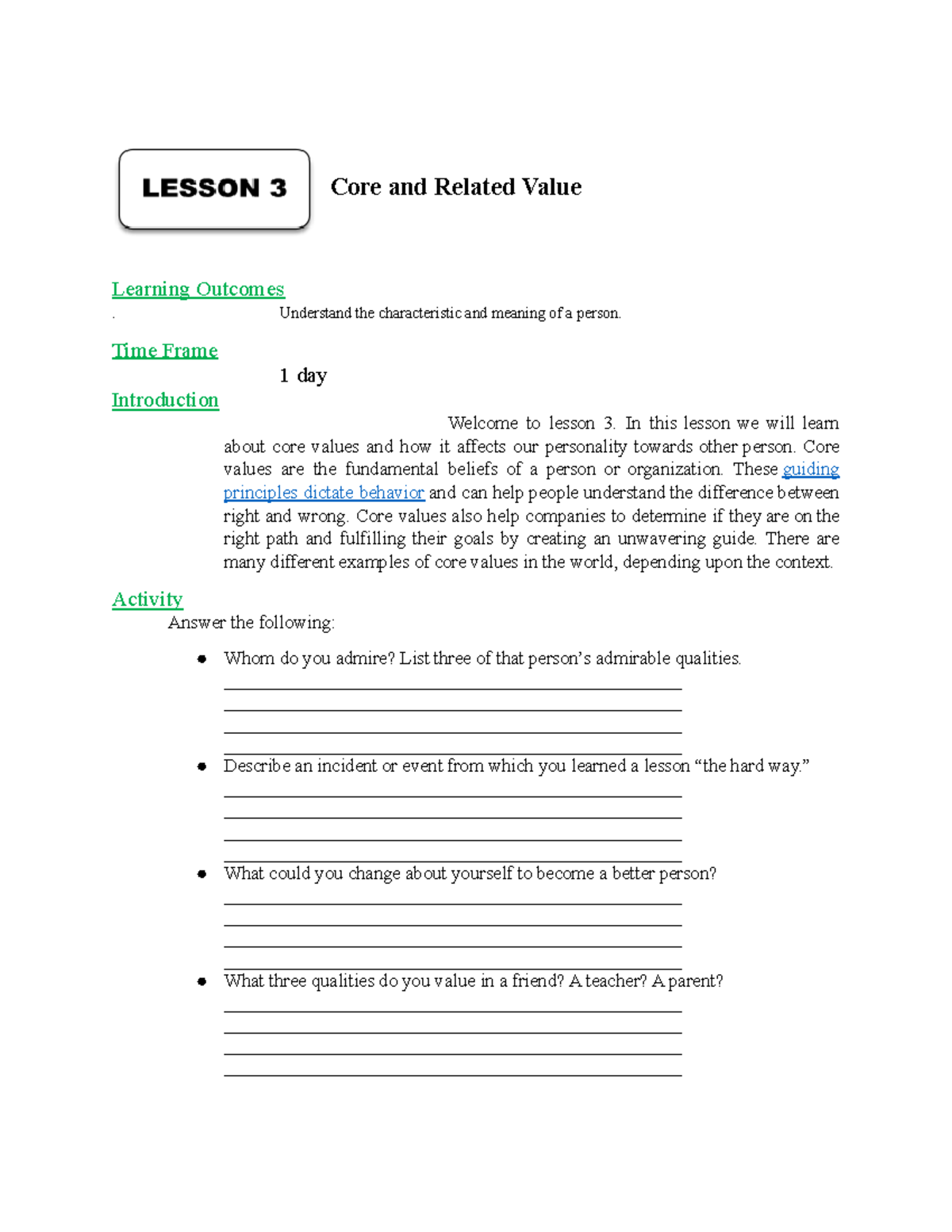 Core and Related Value - notes - Core and Related Value Learning ...