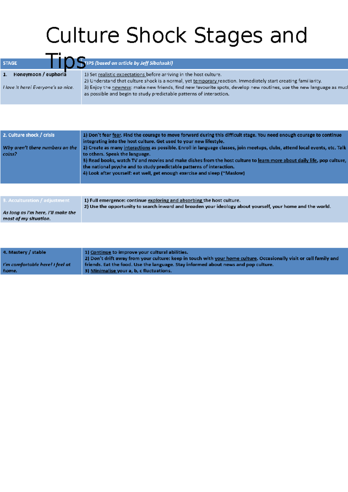 2 Culture shock stages and tips - Understanding Global Cultures ...