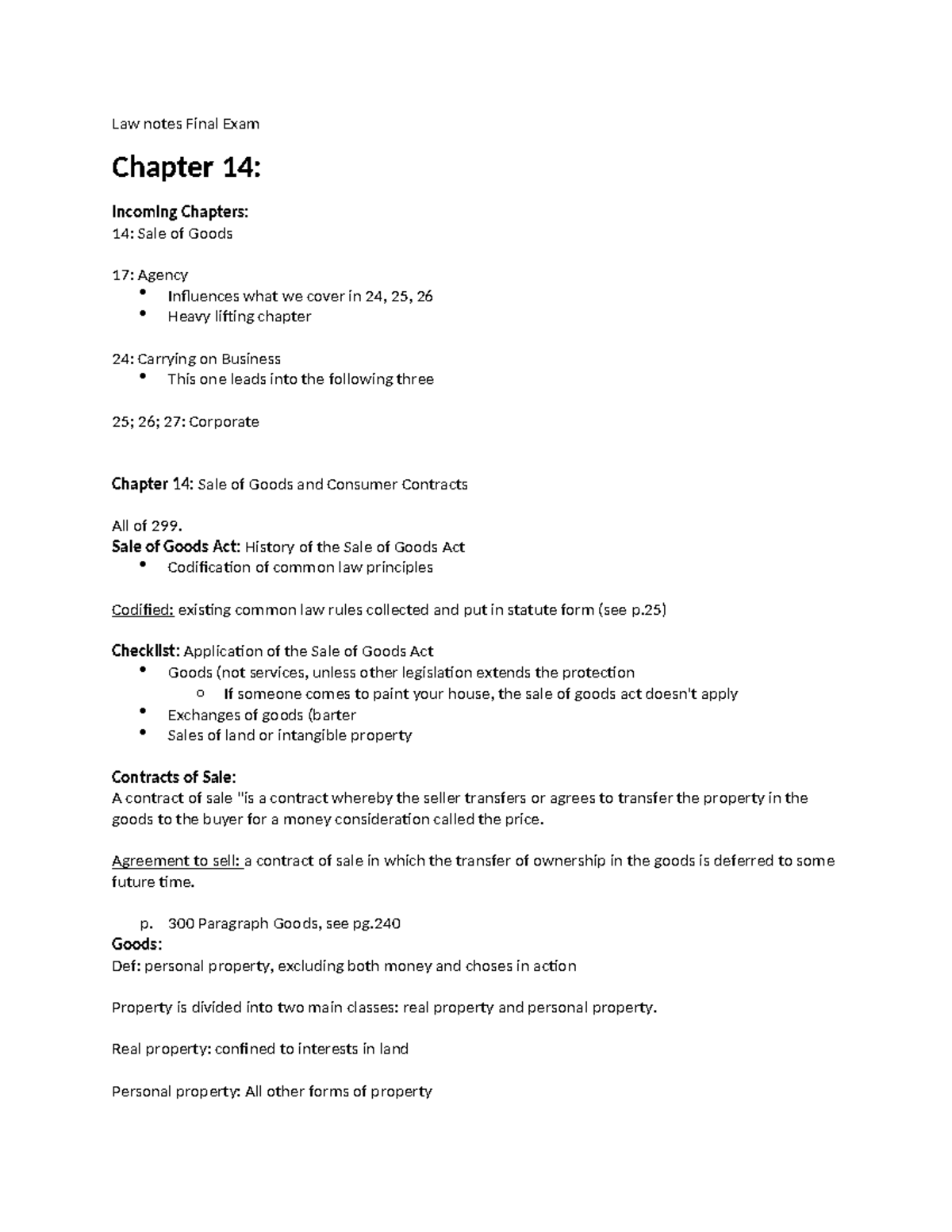 Law notes final exam - Very educative - Law notes Final Exam Chapter 14 ...