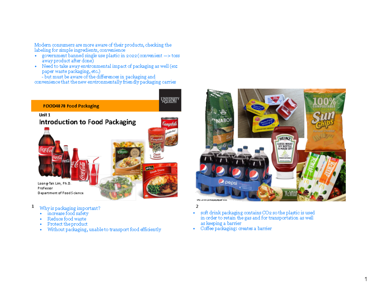 Unit 1 - Introduction to Food Packaging - rev 8 - Unit 1 Introduction ...
