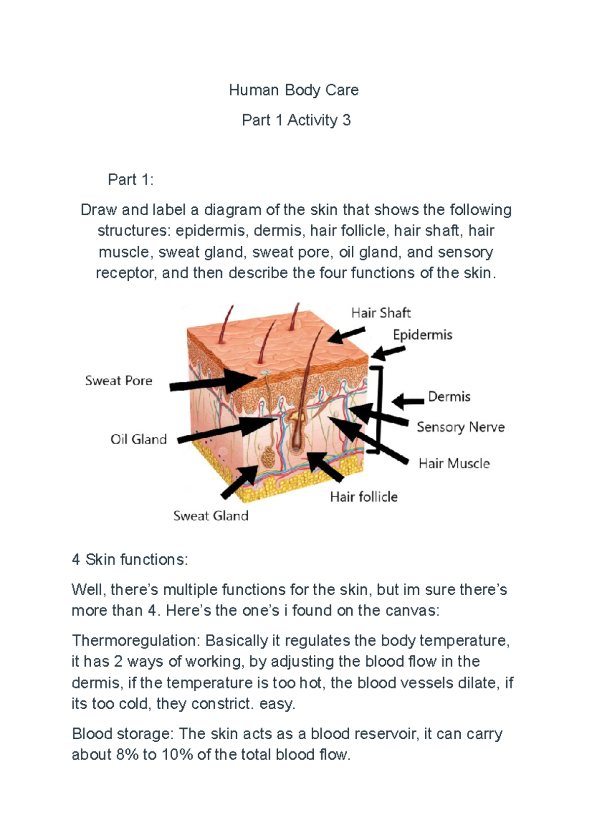 Human Body Care ACT 3 - Activity 3 Module 1 - Human Body Care Part 1 ...