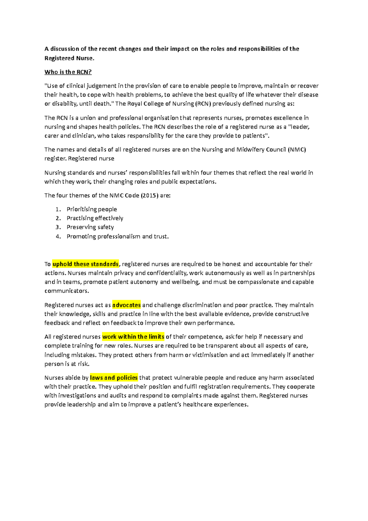 Unit 8 - Recieved distinction - A discussion of the recent changes and ...