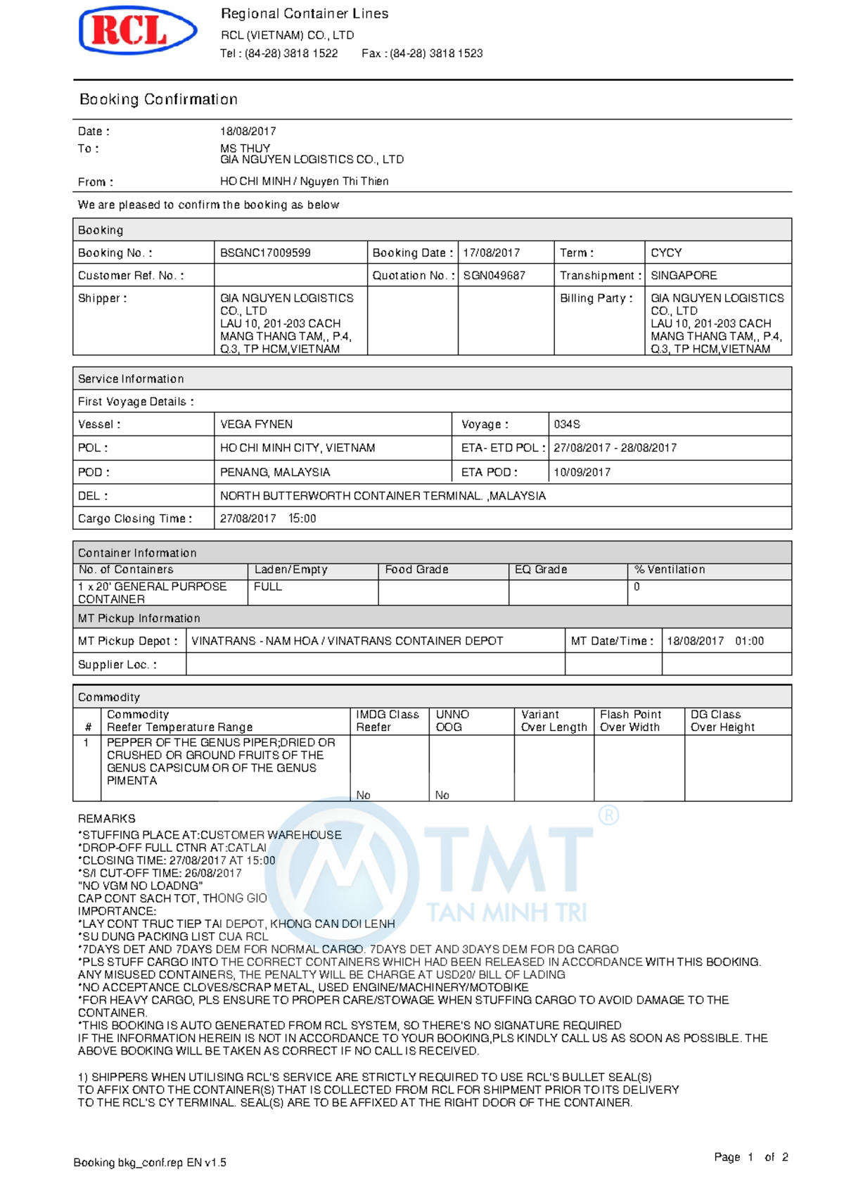 RCL - lecture note course teaching portfolio - RCL (VIETNAM) CO., LTD ...