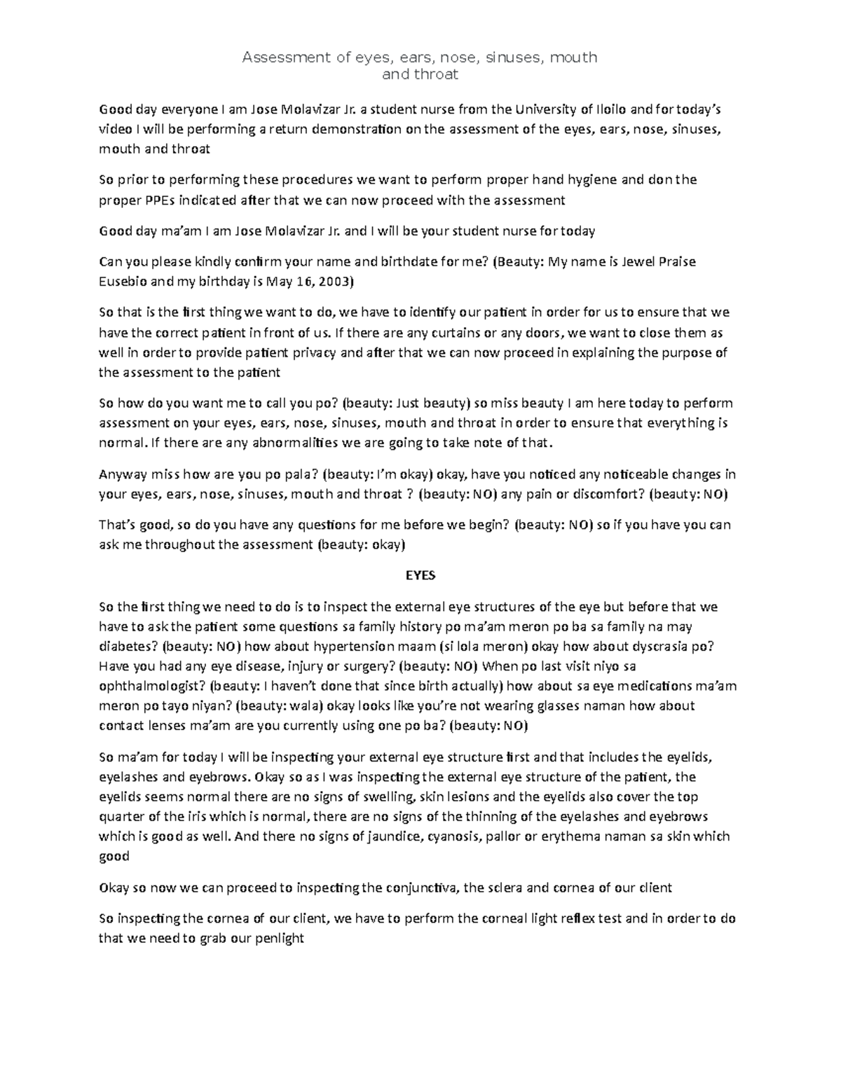 Retdem - read if you like - and throat Good day everyone I am Jose ...