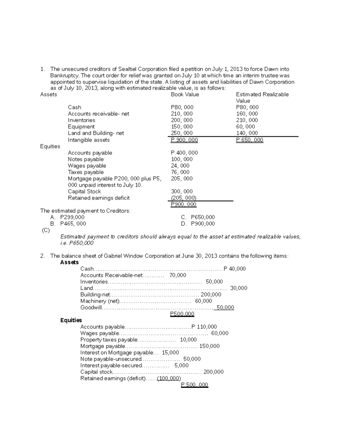 Final QUIZ LPAR For 2021 2022 The Unsecured Creditors Of Sealtiel
