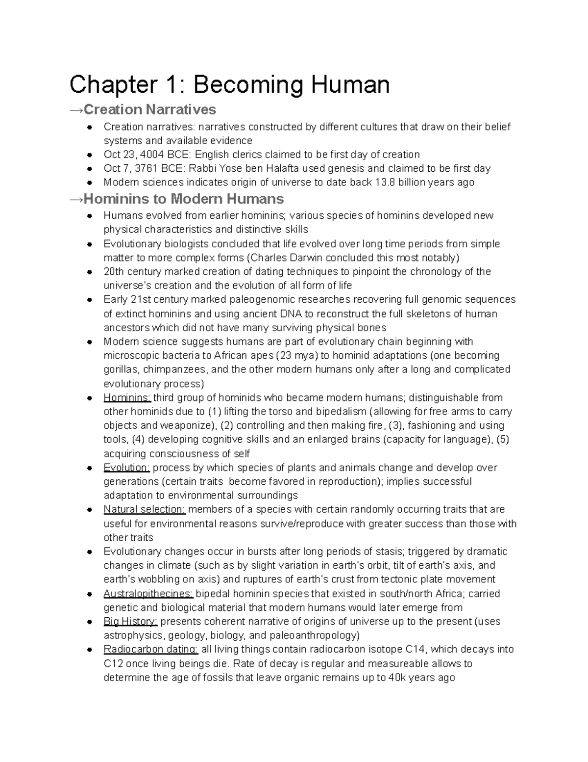 HIST 100 Notes - Worlds Together Worlds Apart - Chapter 1: Becoming ...