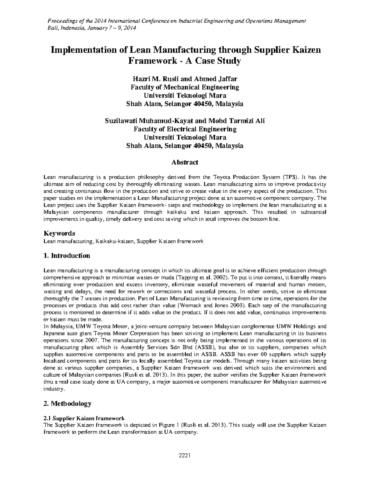 Case Study 2 Implementation Of Lean Manufacturing Through Supplier