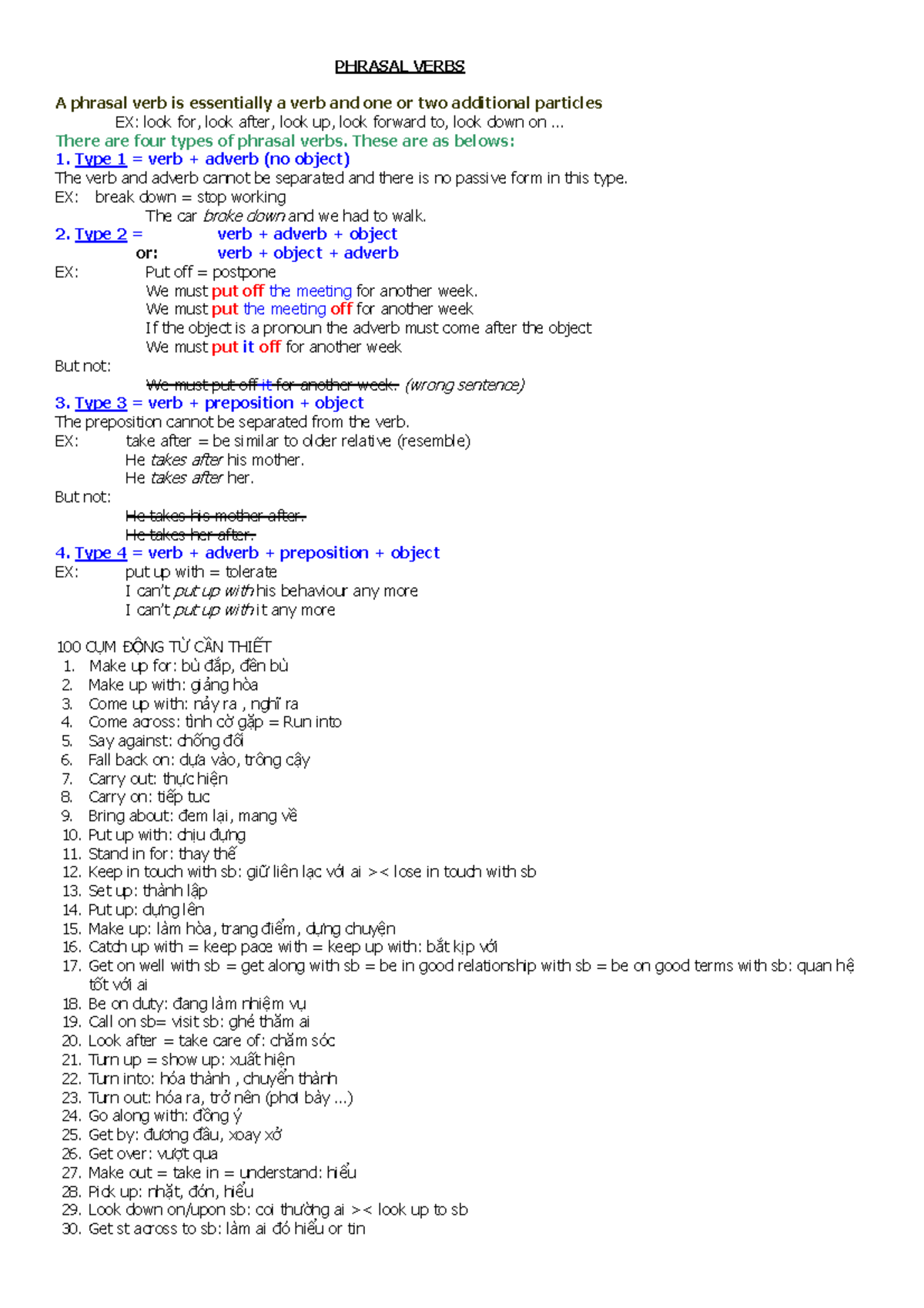 Phrasal Verbs for collage - PHRASAL VERBS A phrasal verb is essentially ...