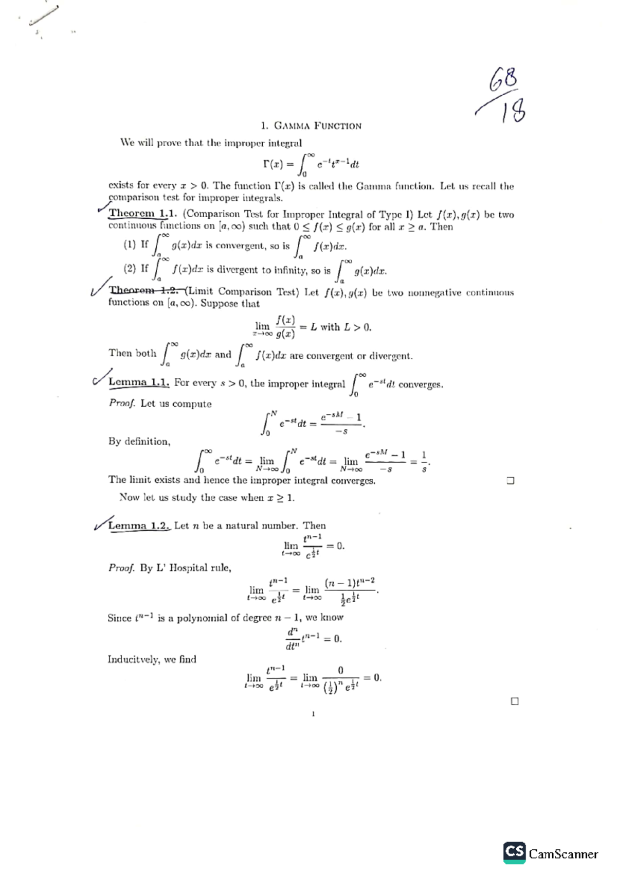 Gamma and Beta - Gamme beta function - Real Analysis II - Studocu