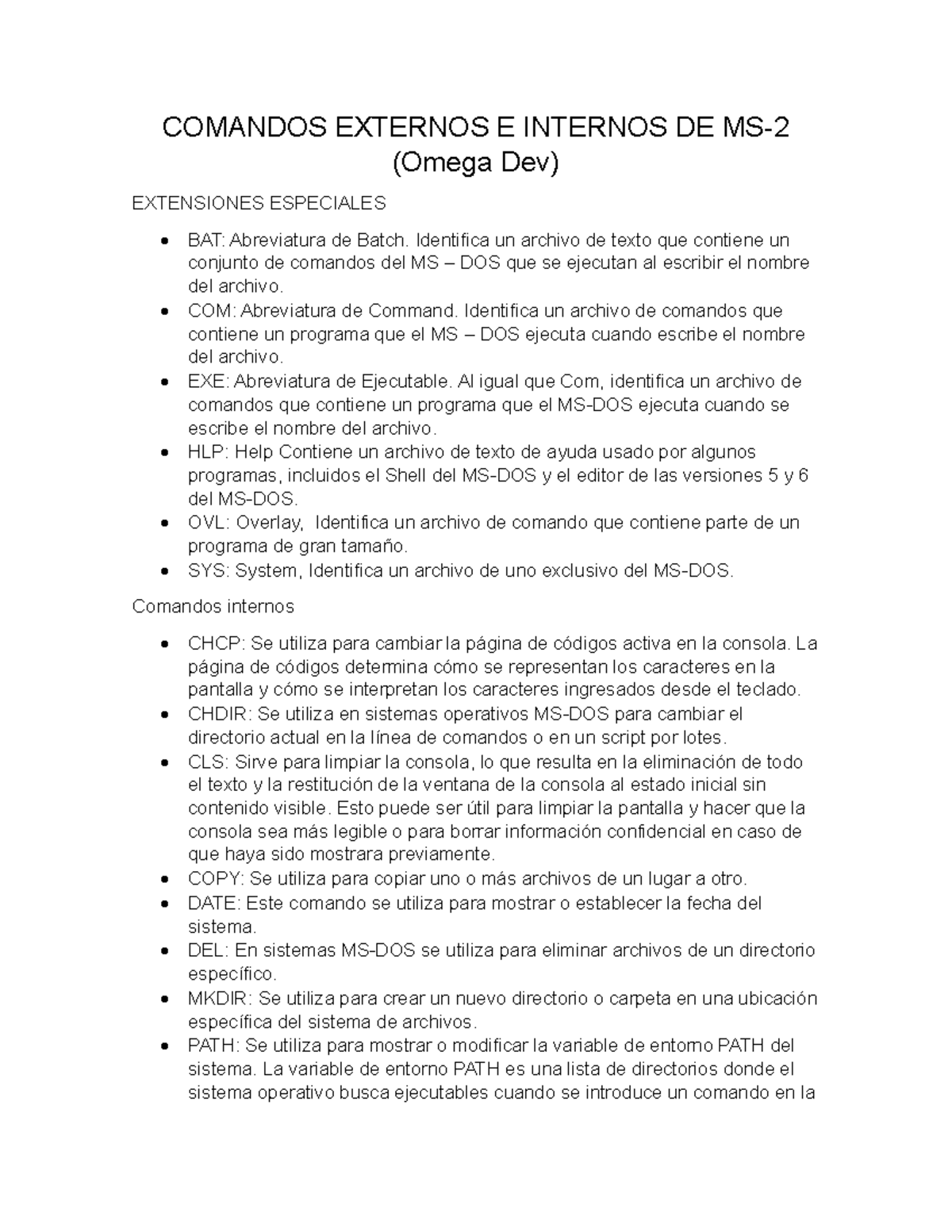 Comandos Externos E Internos DE MS - COMANDOS EXTERNOS E INTERNOS DE MS ...