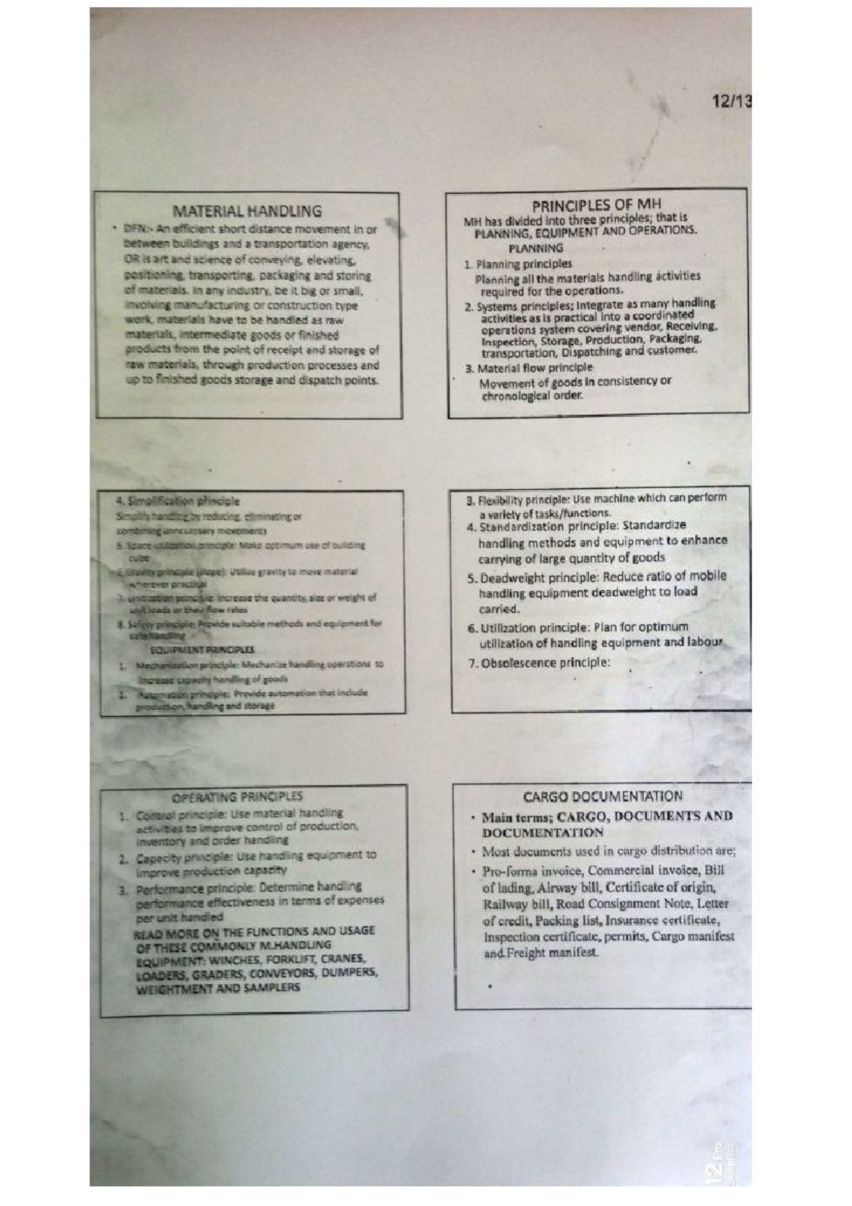 Material Handling - Transportation Management - Studocu