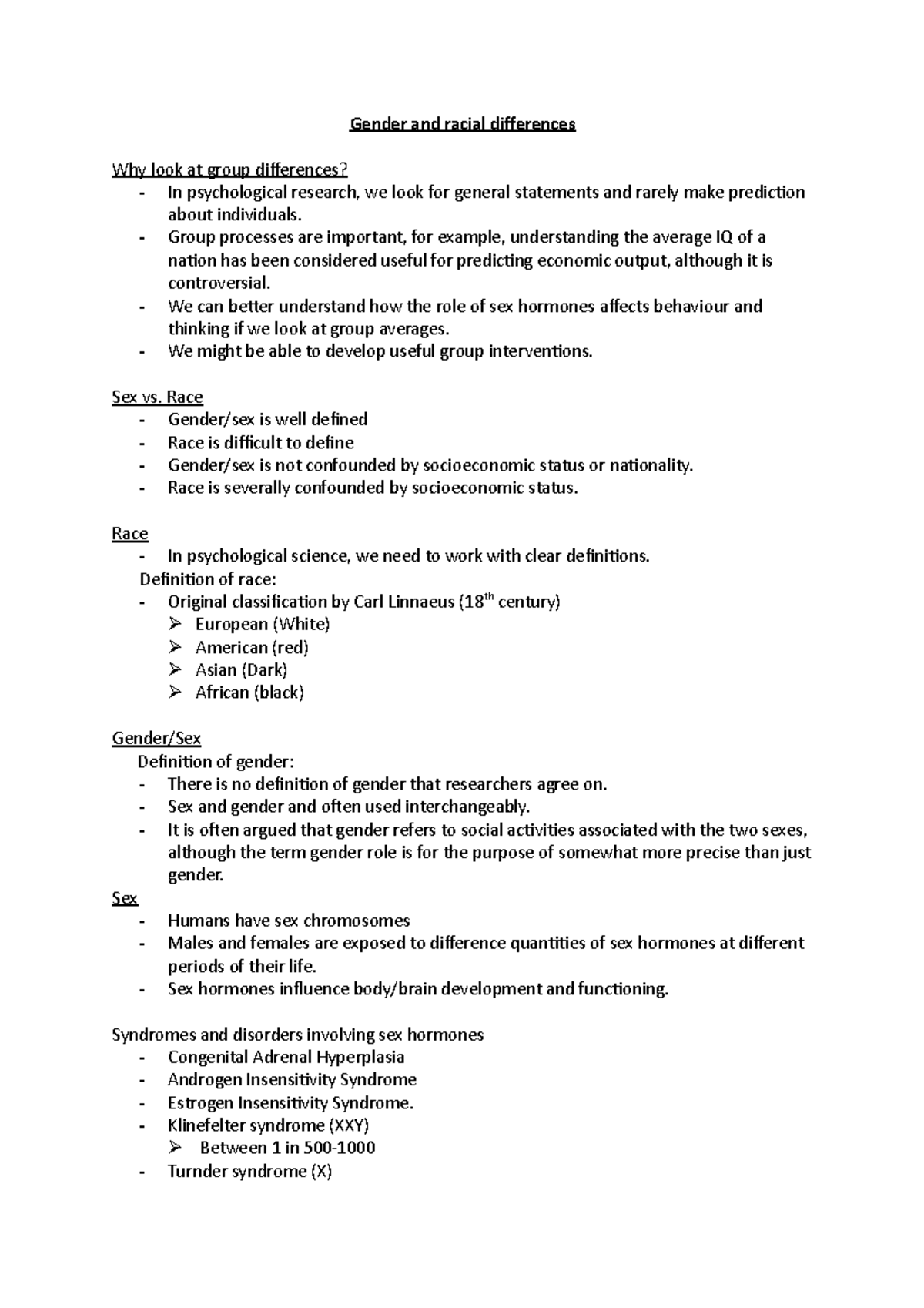Gender and racial differences - Group processes are important, for ...