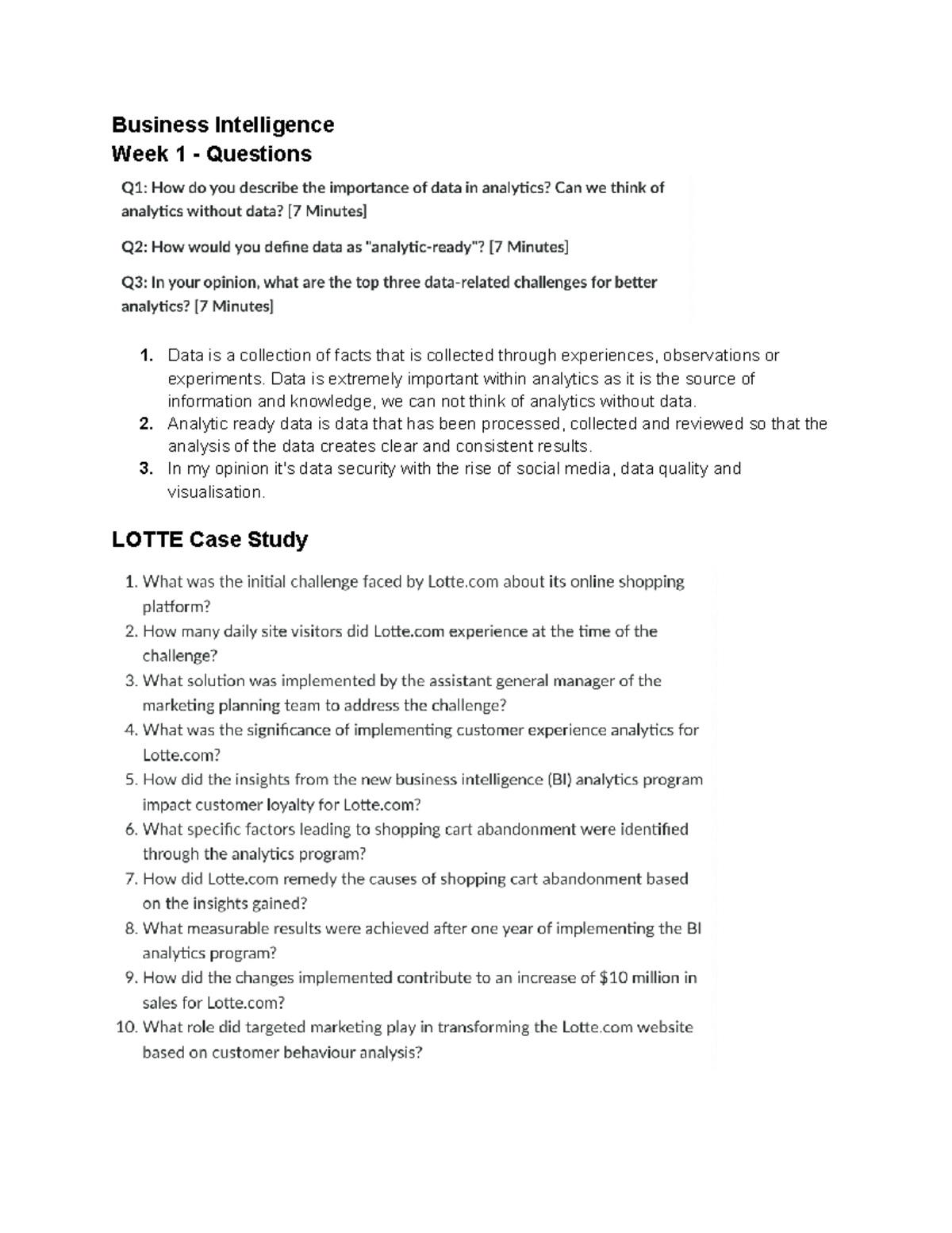 BI Week 1 Questions - tut 02 class work - Business Intelligence Week 1 ...