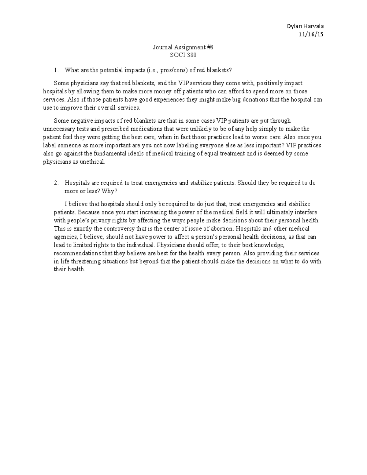 Journal+Assignment+8 - Dylan Harvala Journal Assignment SOCI 380 1 ...