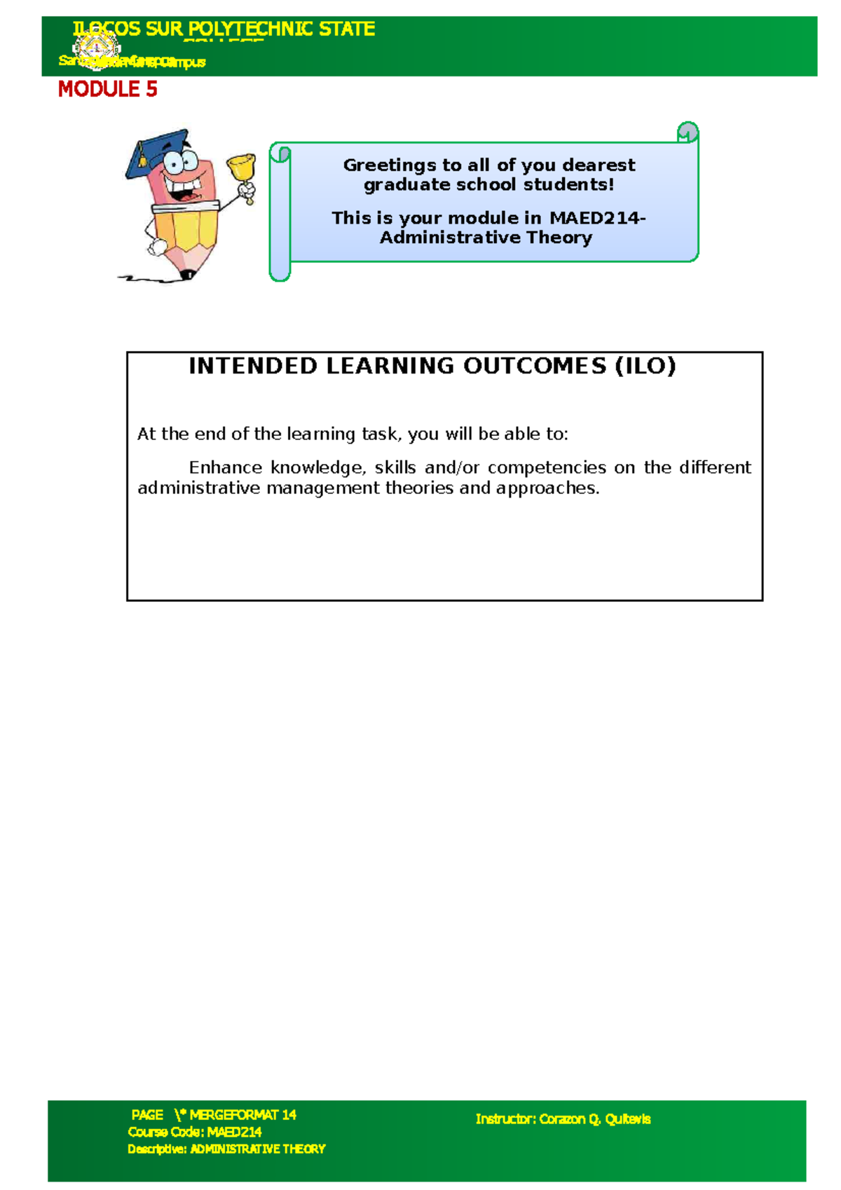 Admin theory module 5 (2021-22) - Greetings to all of you dearest ...