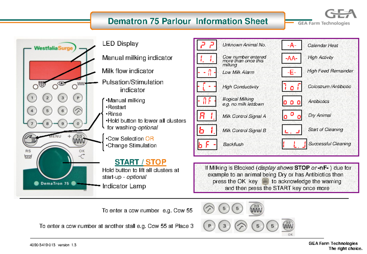 Dematron 75 Parlour Sheet 1 - GEA Farm Technologies The right choice ...