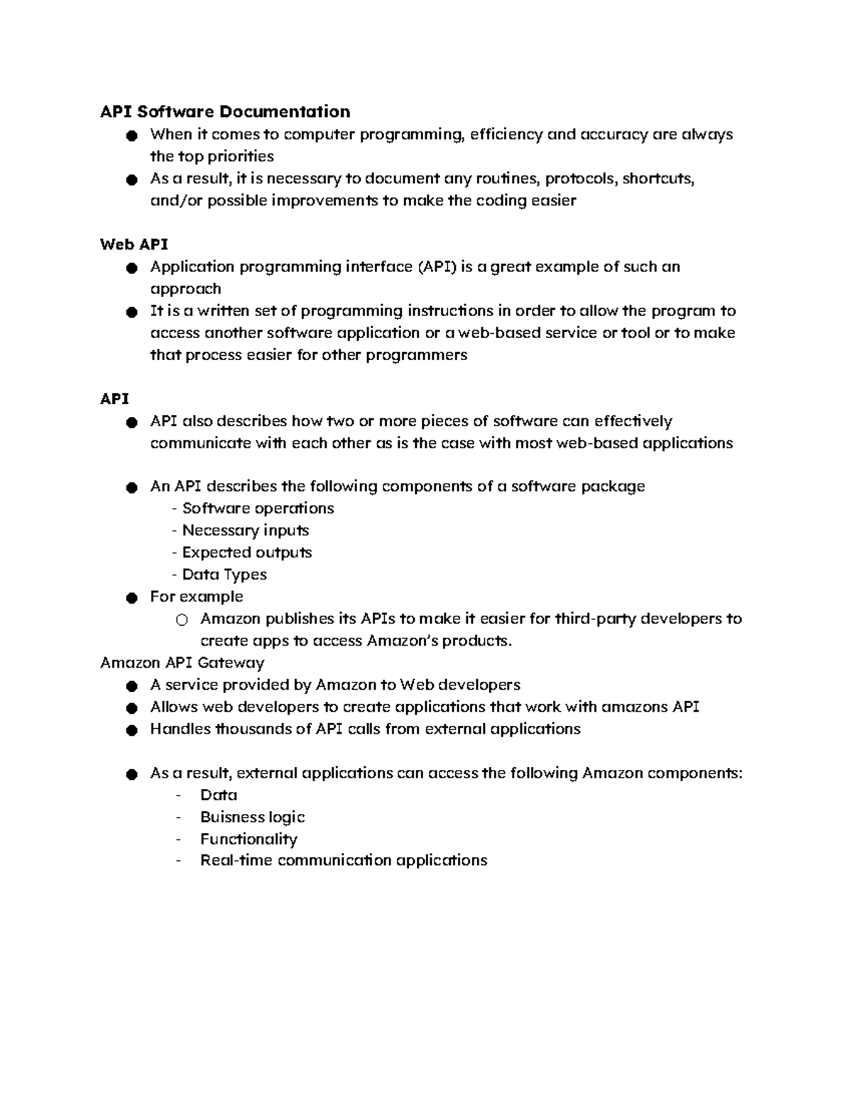 API - 9 22 - CS notes - API Software Documentation When it comes to ...