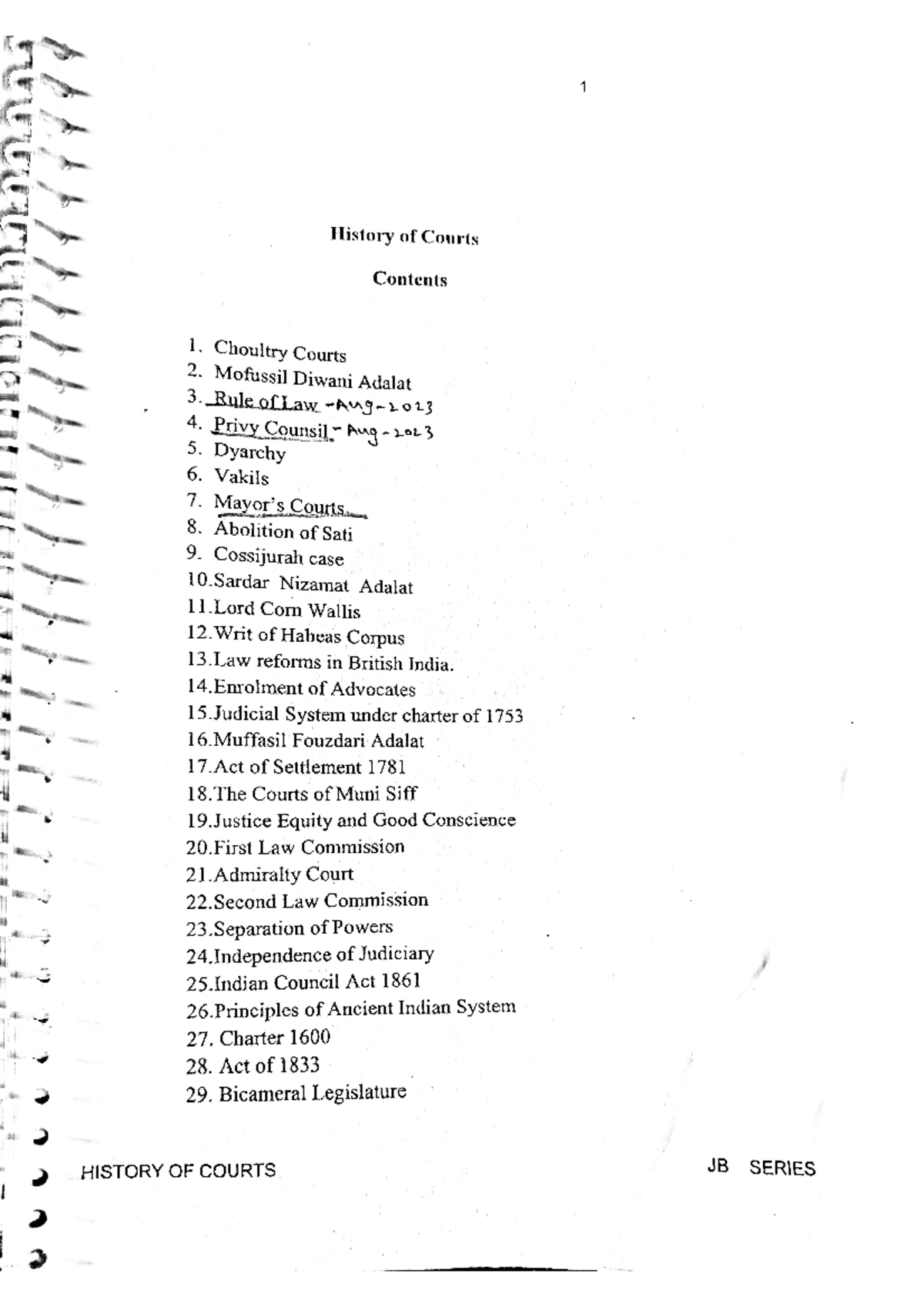 Legal History 1ST SEM LLB3YRS - 1 History of Courts Contents 1 ...