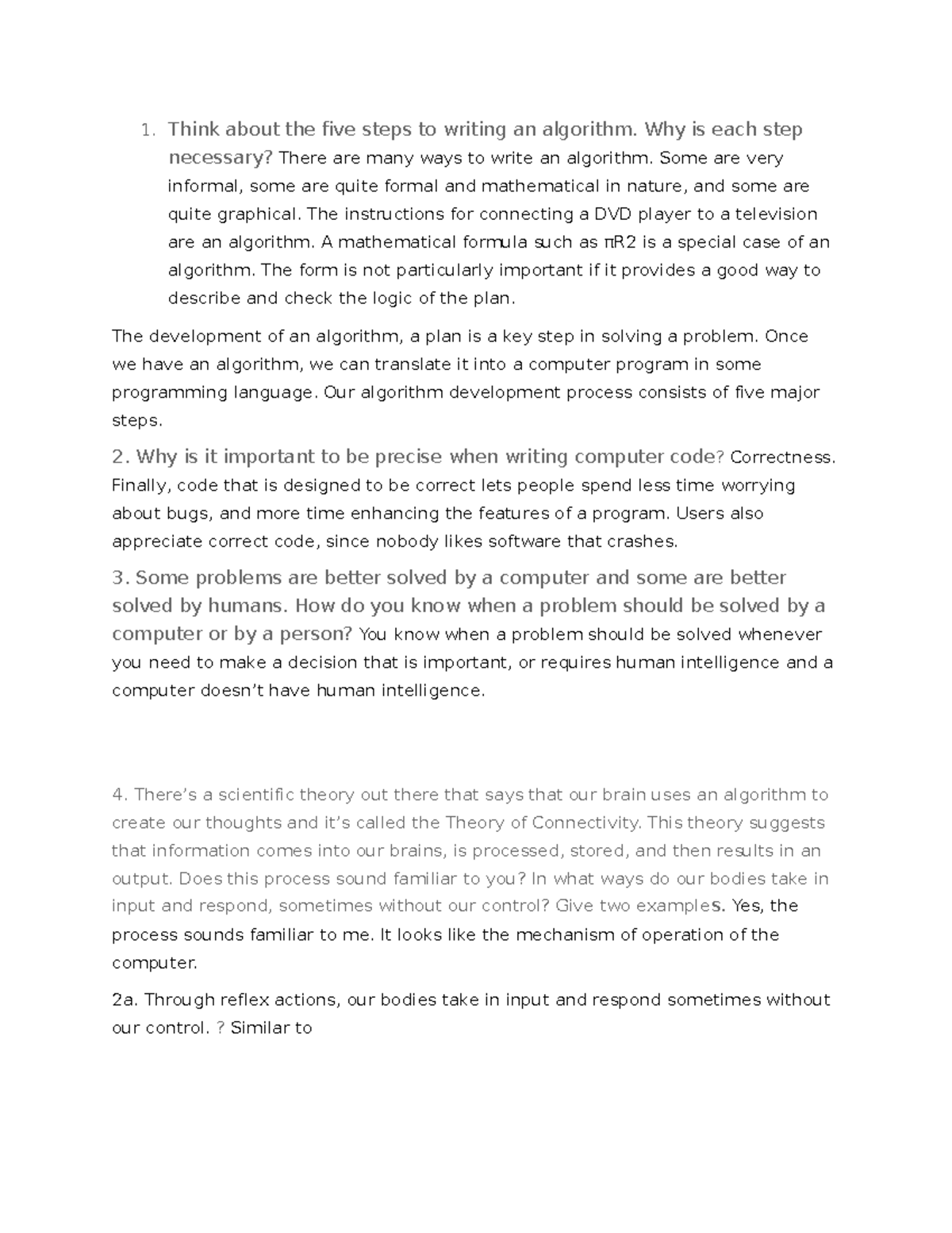 Coding 23121 - jhjhjlh - 1. Think about the five steps to writing an ...