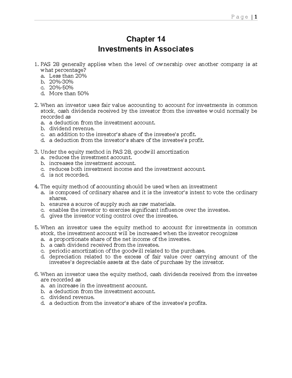 Chapter 14 Investments IN Associates - Chapter 14 Investments in ...