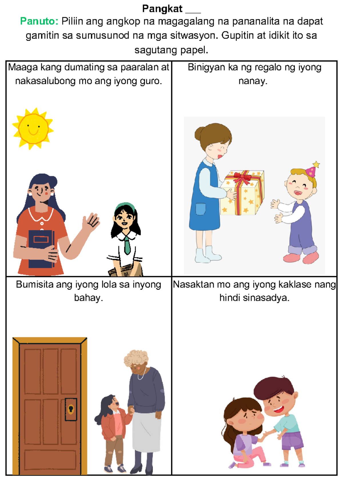 Group Activity 1 - Filipino sa Natatanging Gamit - Pangkat ___ Panuto ...