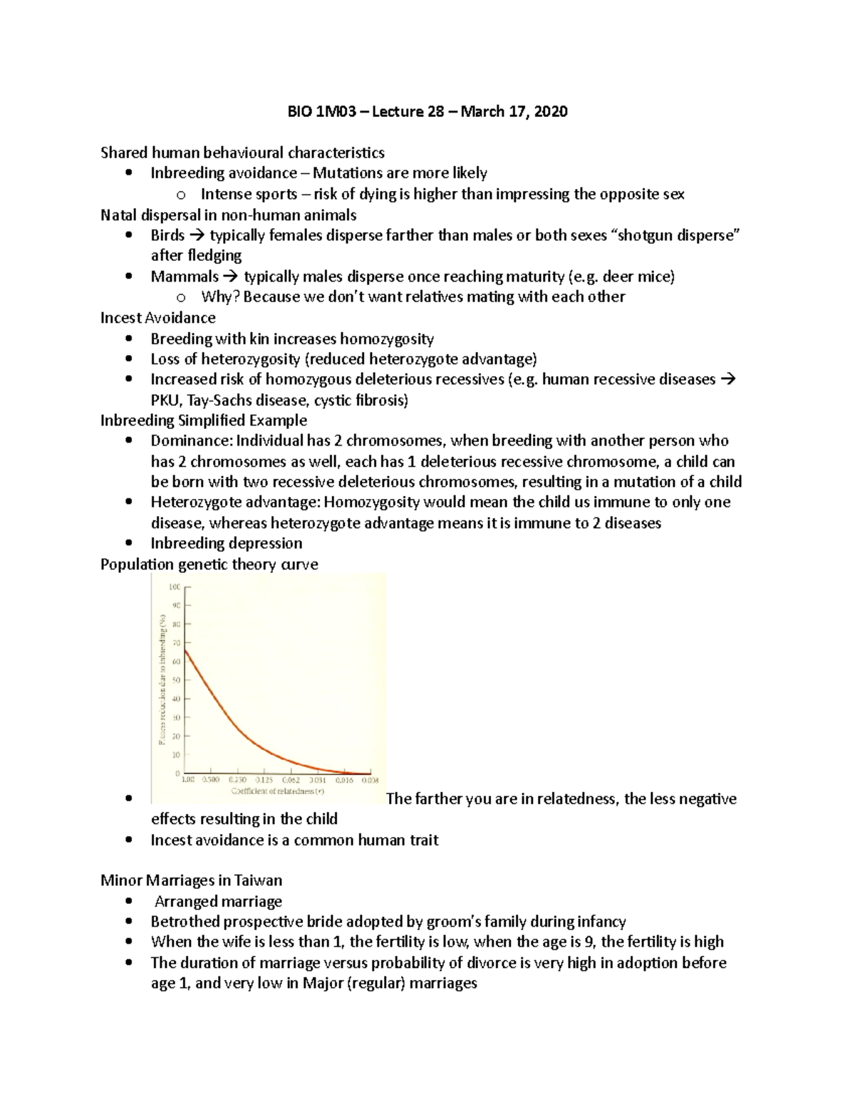 Lecture 28 - BIO 1M03 – Lecture 28 – March 17, 2020 Shared human ...