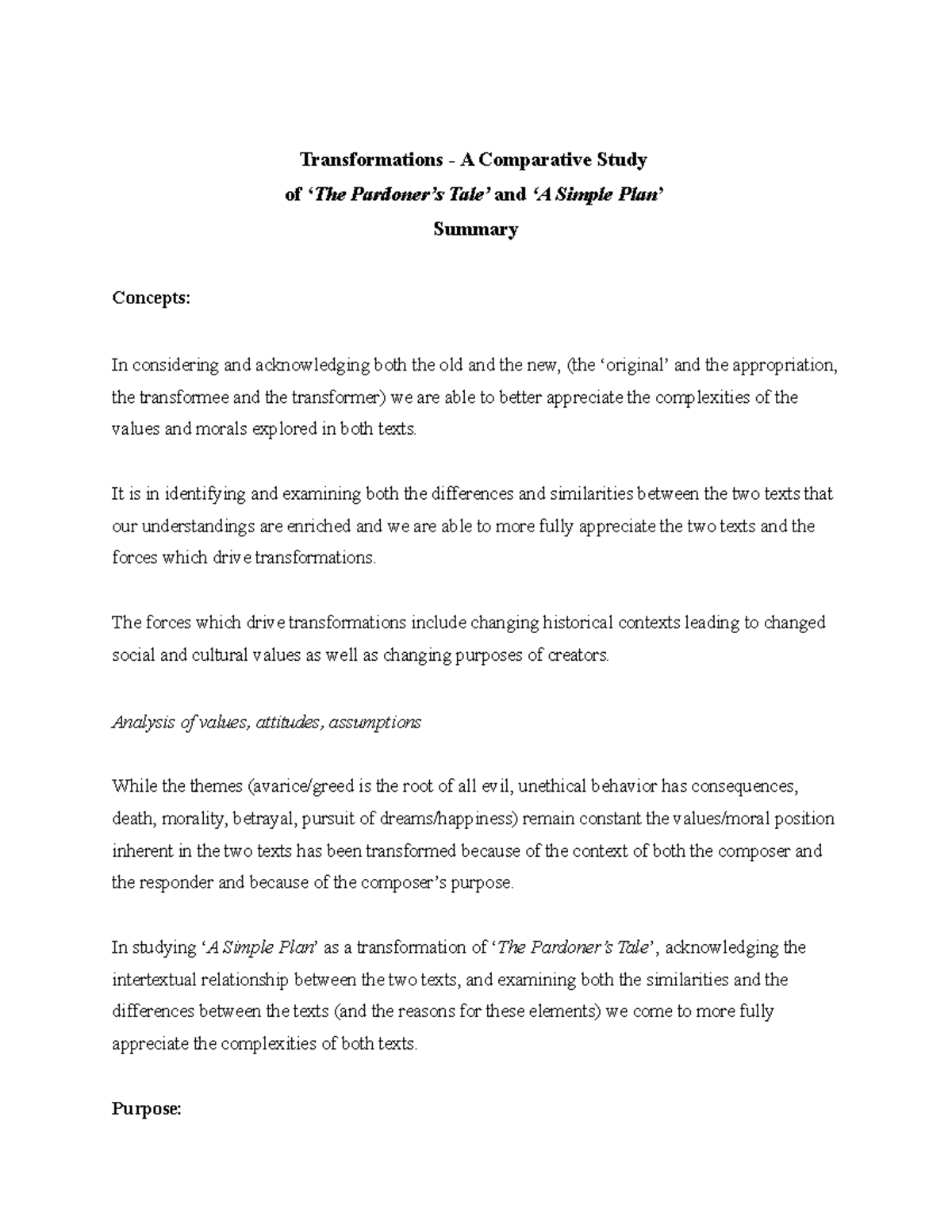 COMM1110 lecture 8 module 1 - Transformations - A Comparative Study of ‘ The Pardoner’s Tale ...