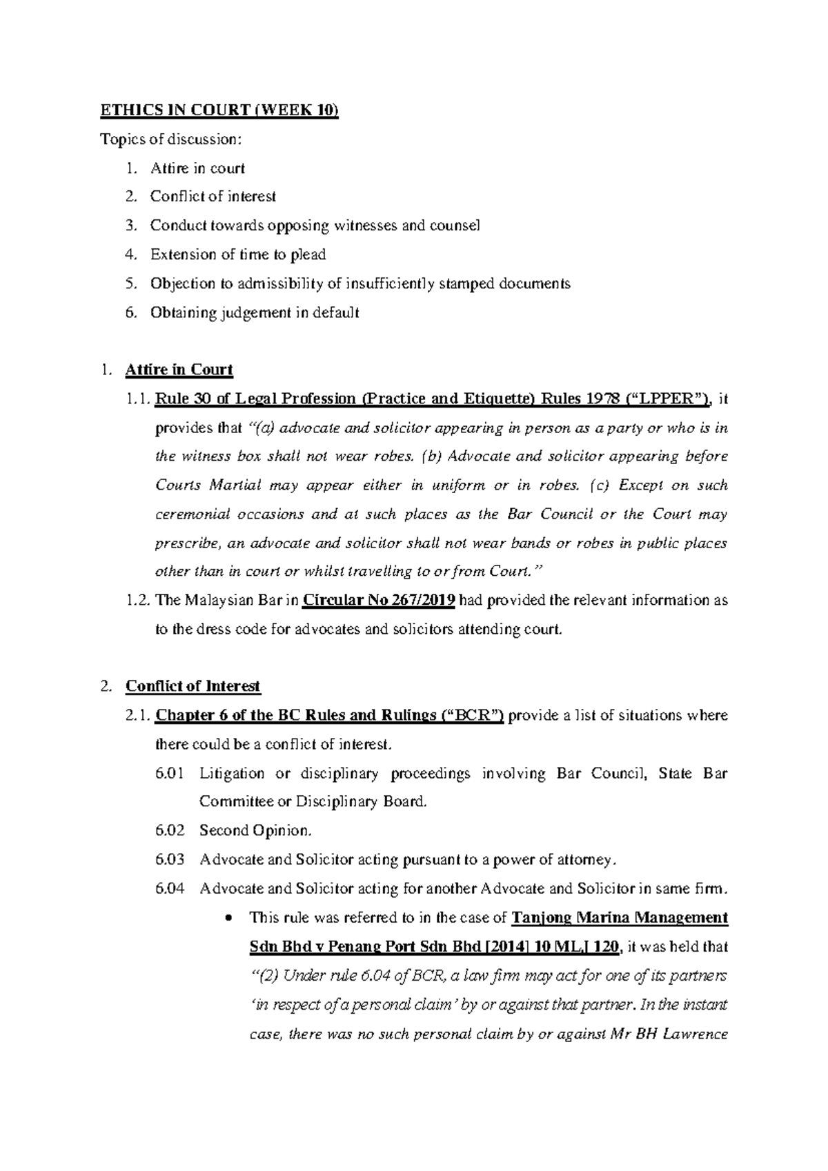 Ethics in Court (Week 10) (03 - ETHICS IN COURT (WEEK 10) Topics of ...