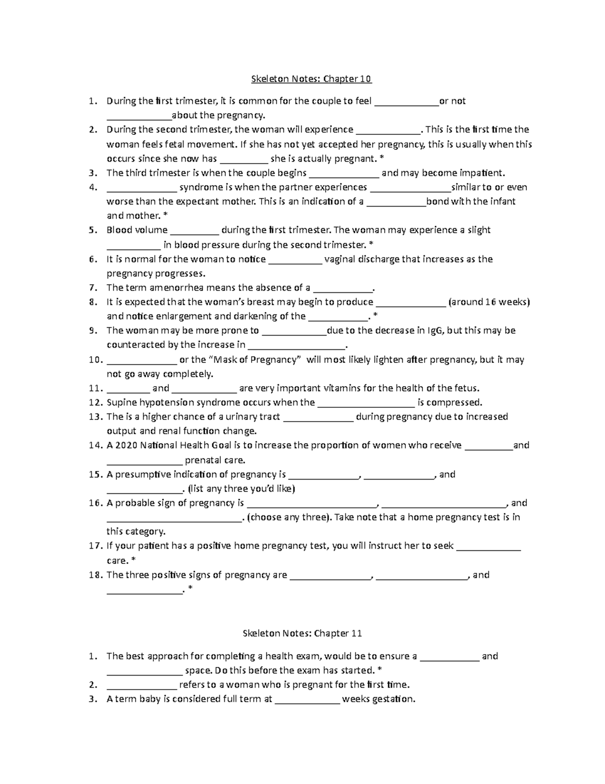 Chapter 10-12 SN Skeleton notes - Skeleton Notes: Chapter 10 During the ...