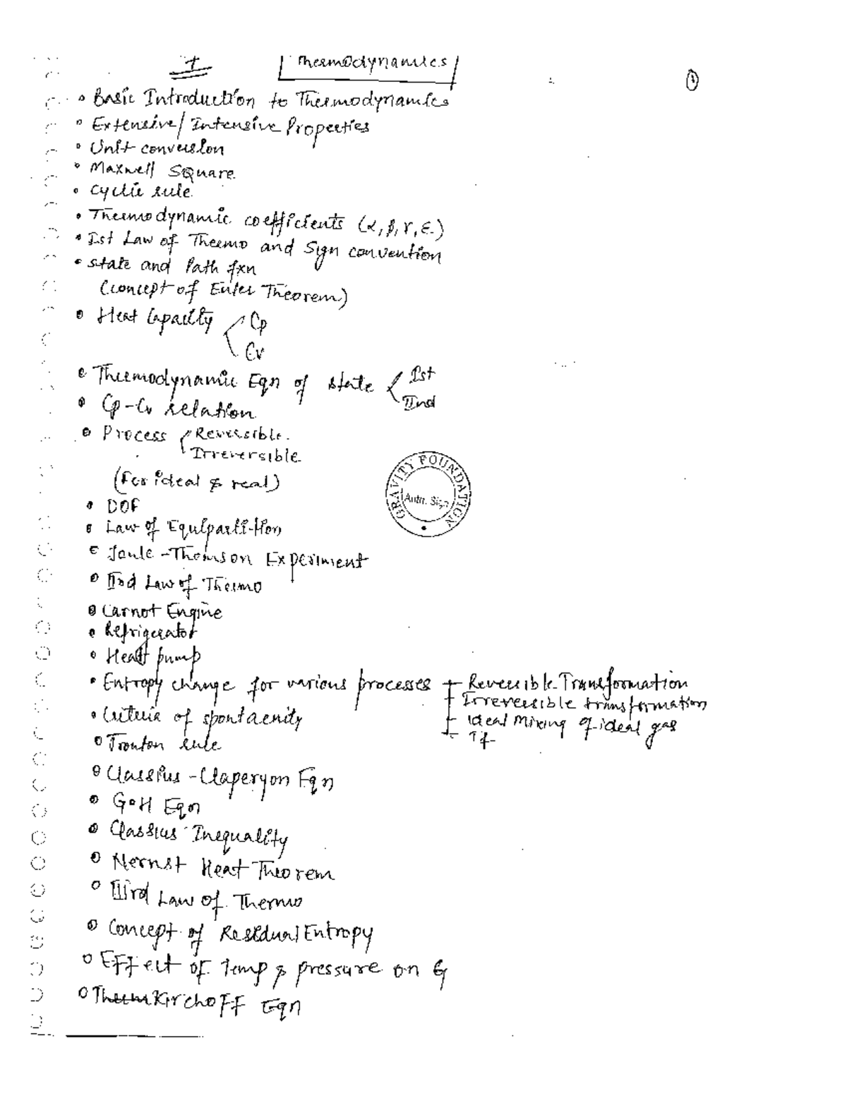 Thermodynamics Handwritten Notes PDF - Chem Content - PHYS 4S - Studocu