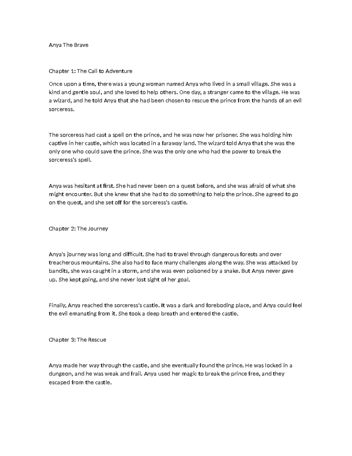 Anya The Brave - Cuento - Anya The Brave Chapter 1: The Call to ...