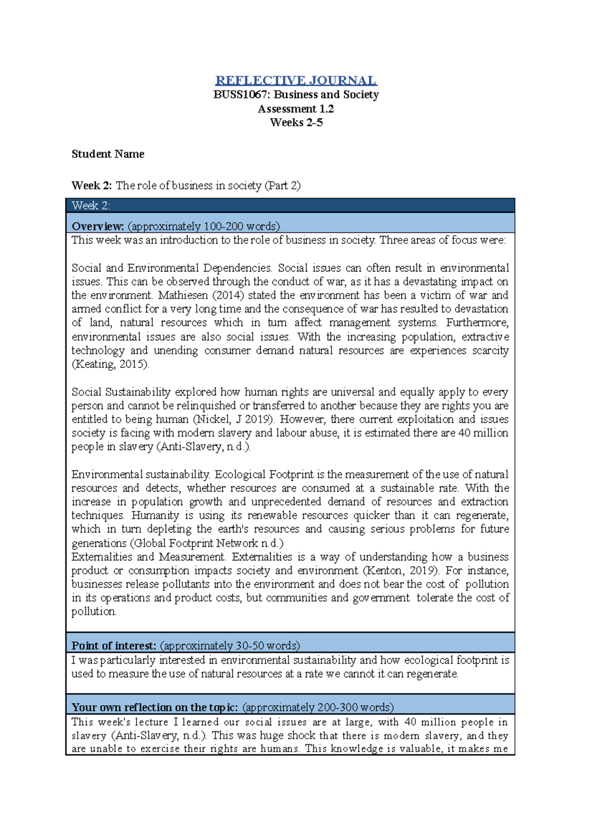 Assessment 1.2 Template Reflective Journal - REFLECTIVE JOURNAL ...
