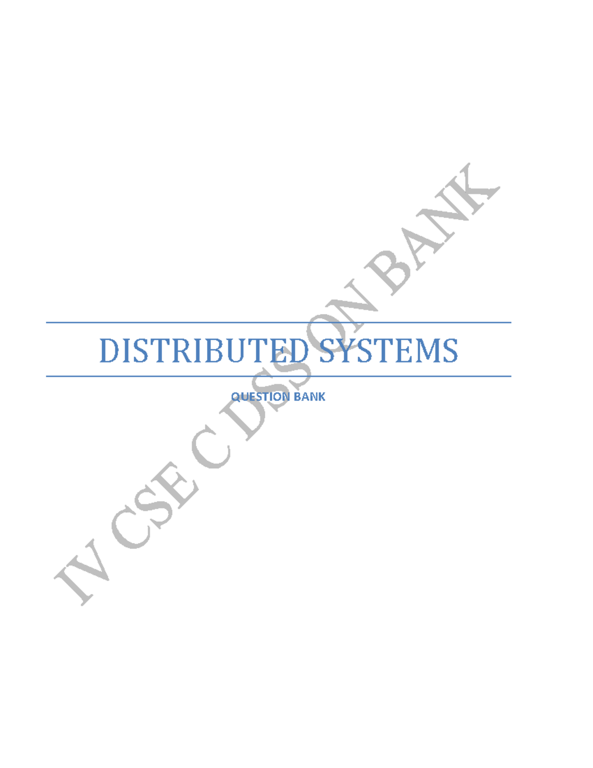 Distibuted Systems QN BANK - QUESTION BANK DEPARTMENT OF COMPUTER ...