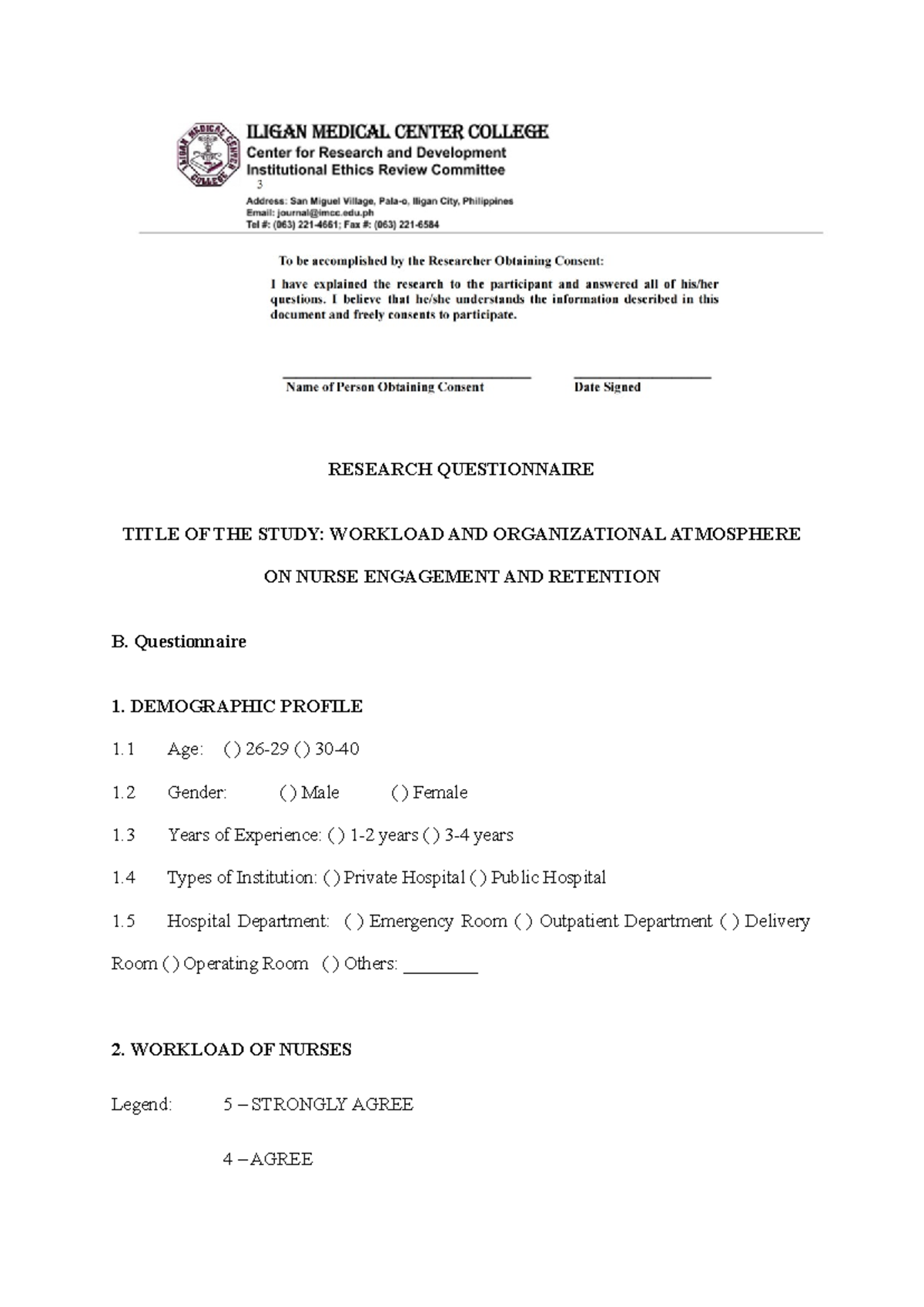 Research- Questionnaire - RESEARCH QUESTIONNAIRE TITLE OF THE STUDY ...