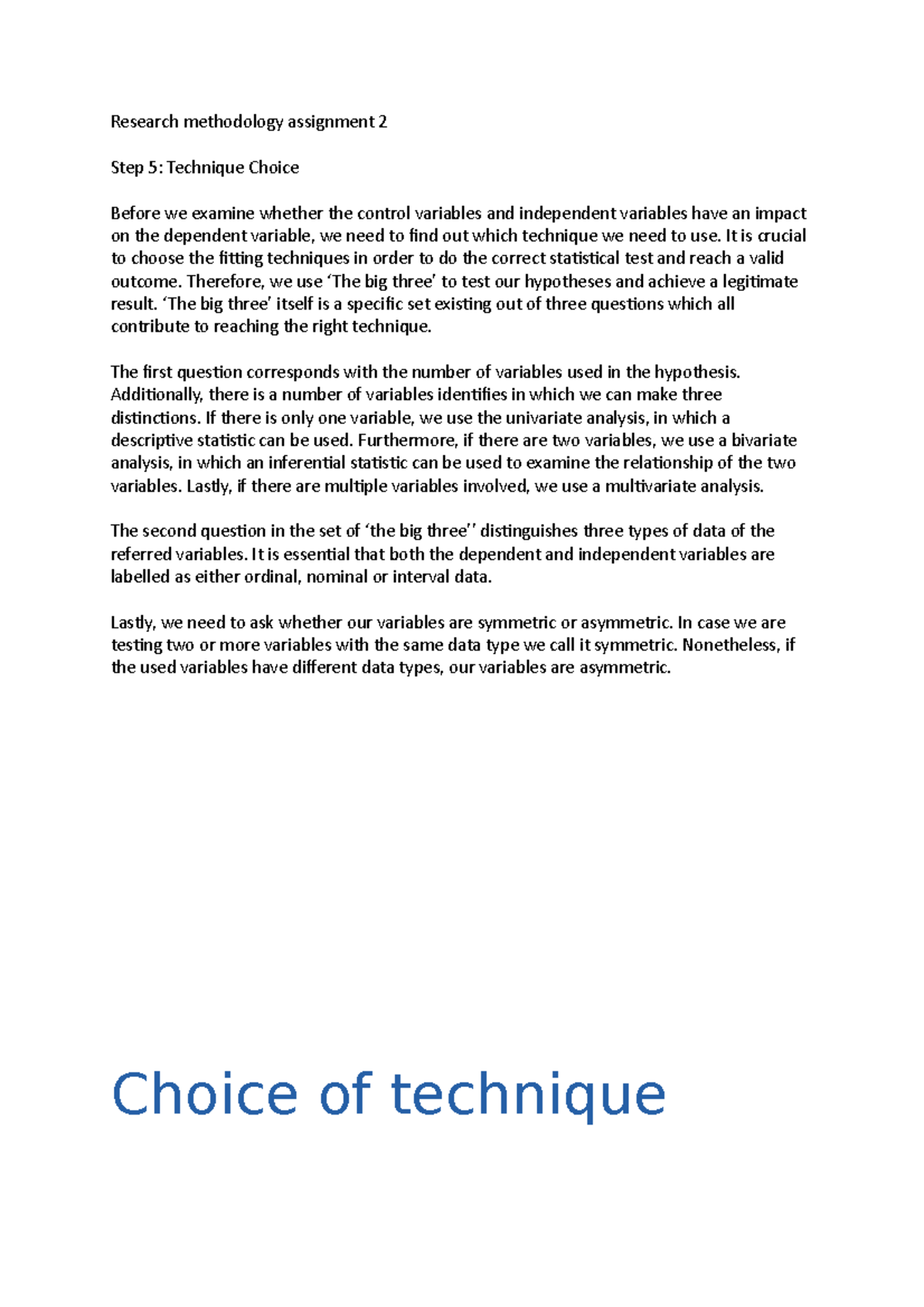 Research methodology assignment 2 step 5 and step 6 - Research ...