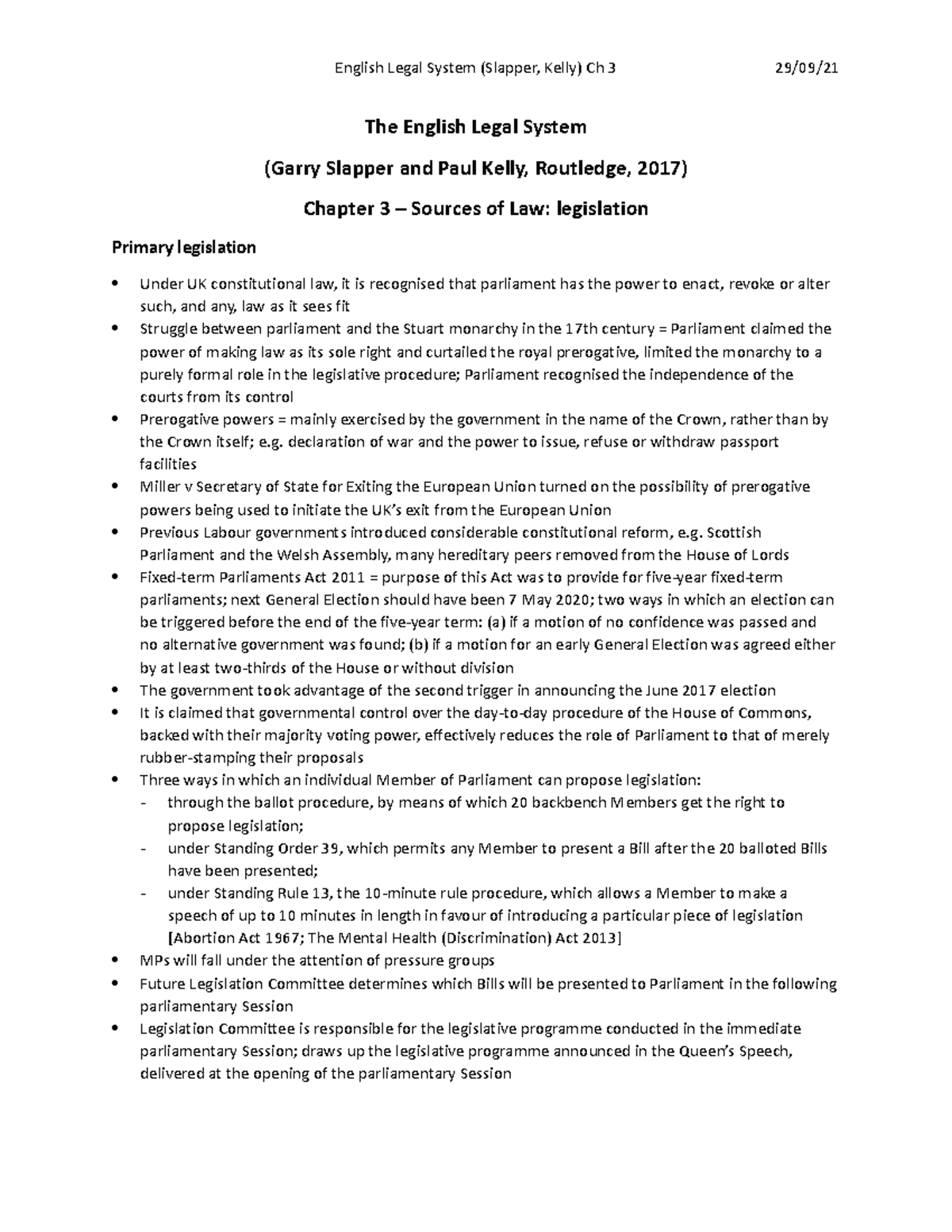 The English Legal system - Slapper-Kelly Ch 3 notes - The English Legal ...