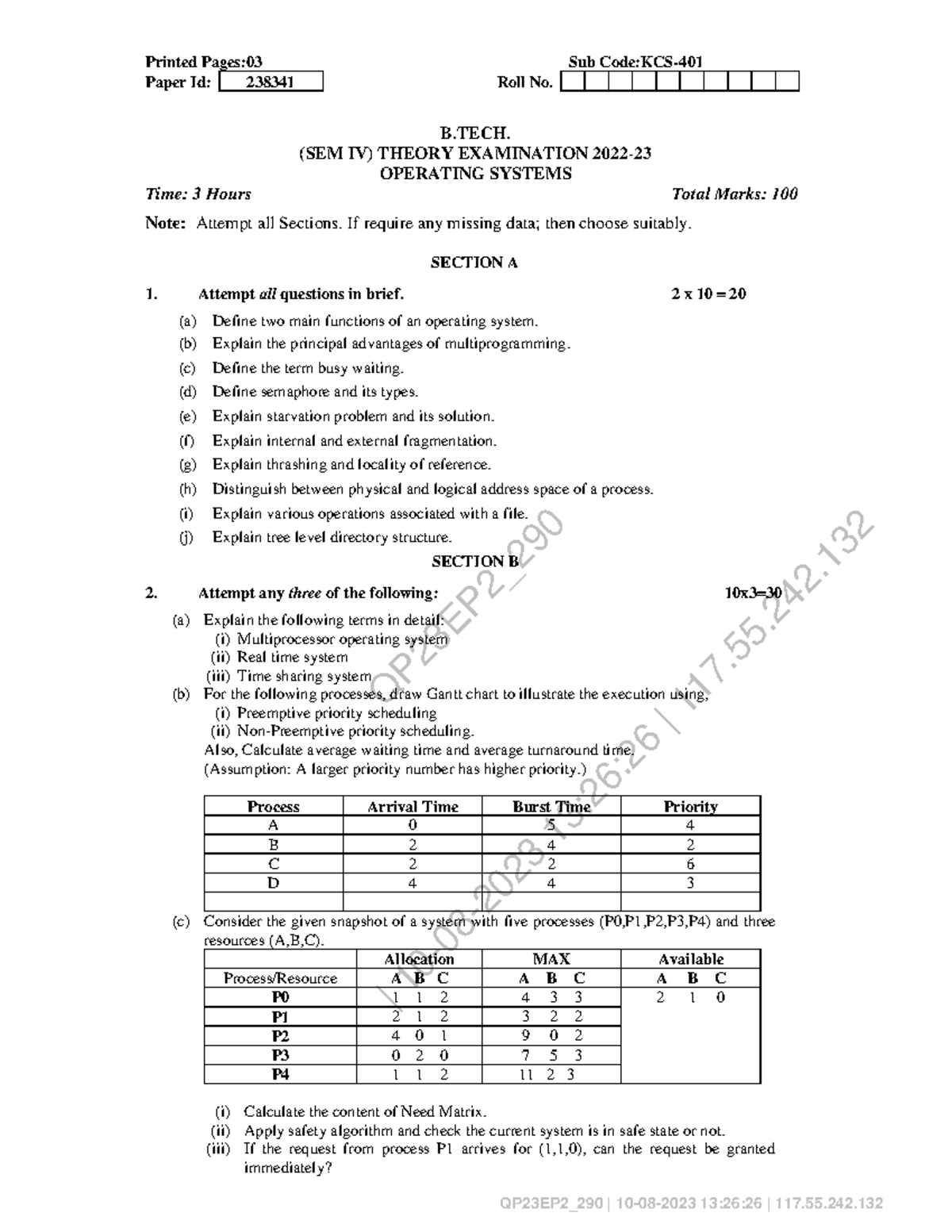 Os pyq repaired - os pyq of 4 years - QP23EP2_ | 10-08-2023 13:26:26 ...
