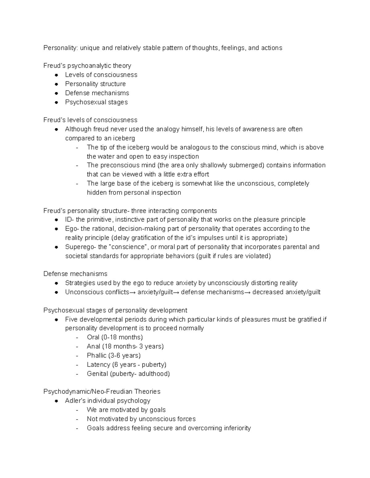 Psych personality chapter - Personality: unique and relatively stable ...