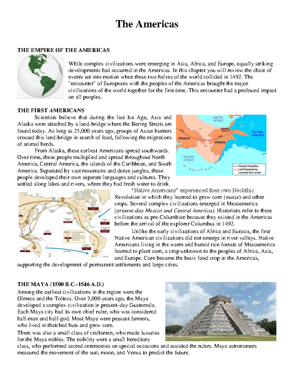 The Americas - Mayans Aztecs Incas - The Americas THE EMPIRE OF THE ...