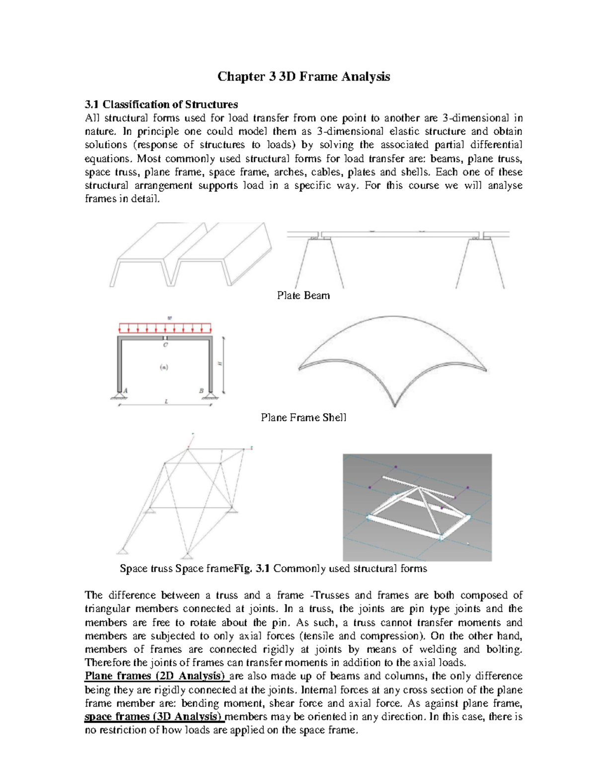 Chapter 3 3D space frame analysis - Chapter 3 3D Frame Analysis 3 Classification of Structures ...