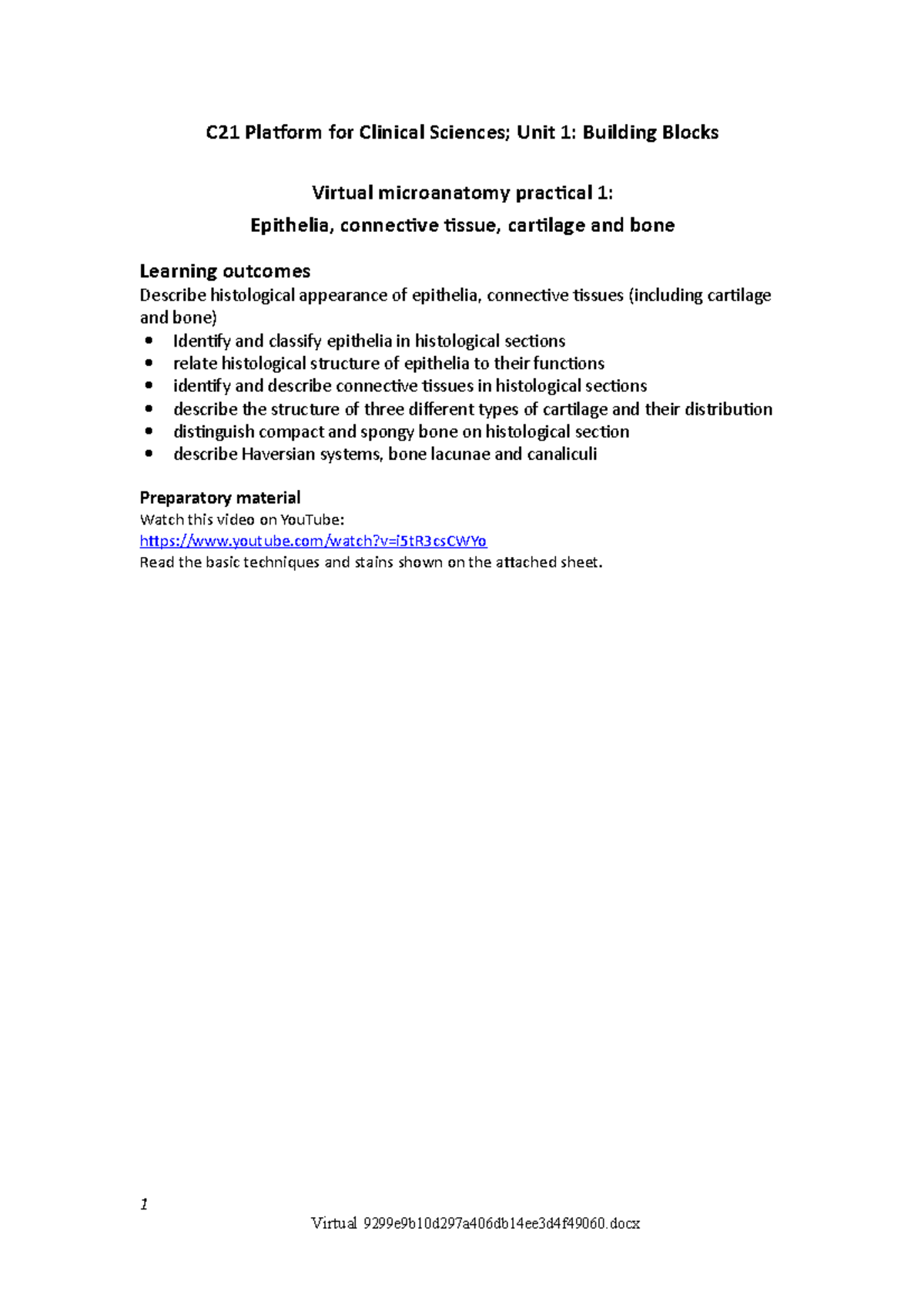 Virtual Microanatomy Practical PCS 1 With answers and edits in Red ...