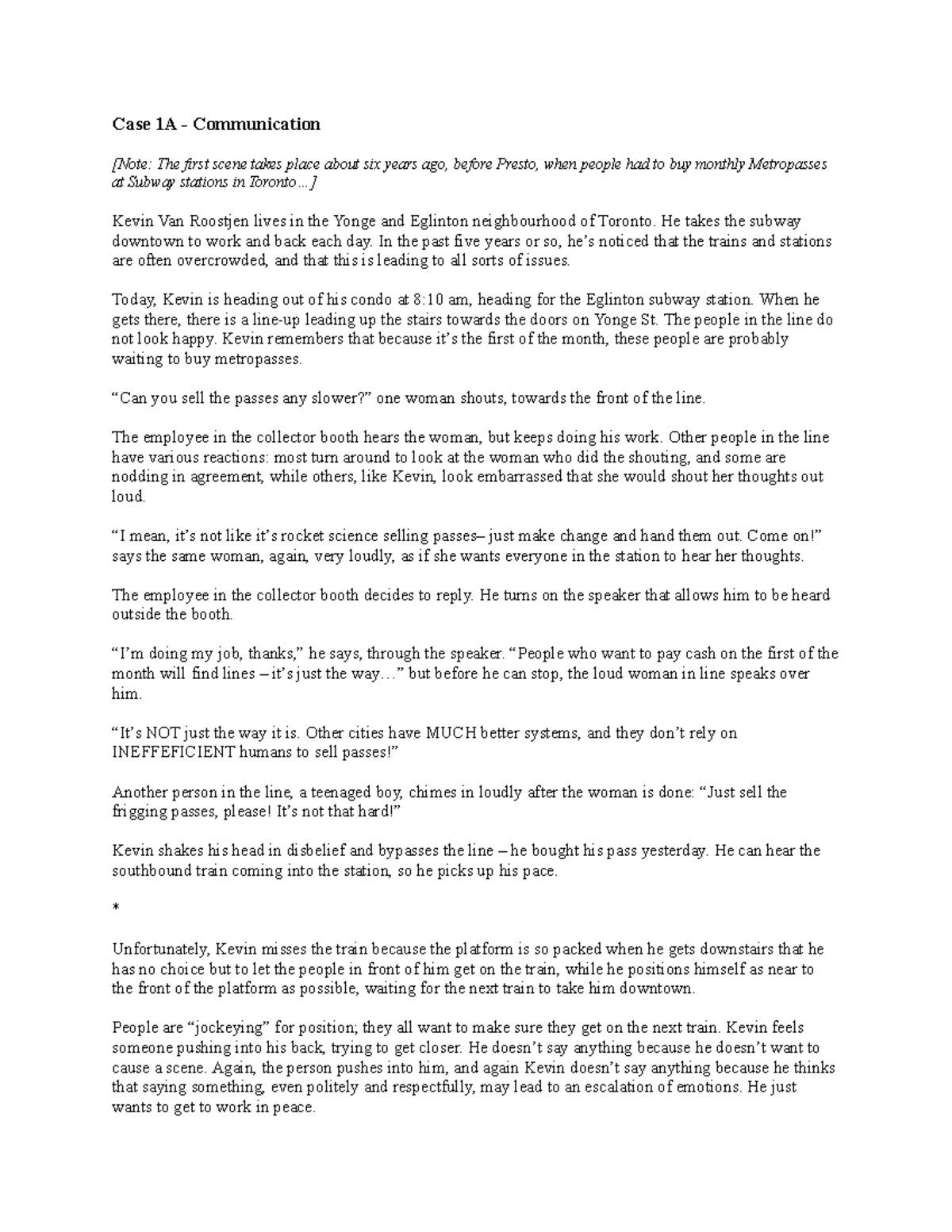 Case 1A Communication S23 - Case 1A - Communication [Note: The first ...