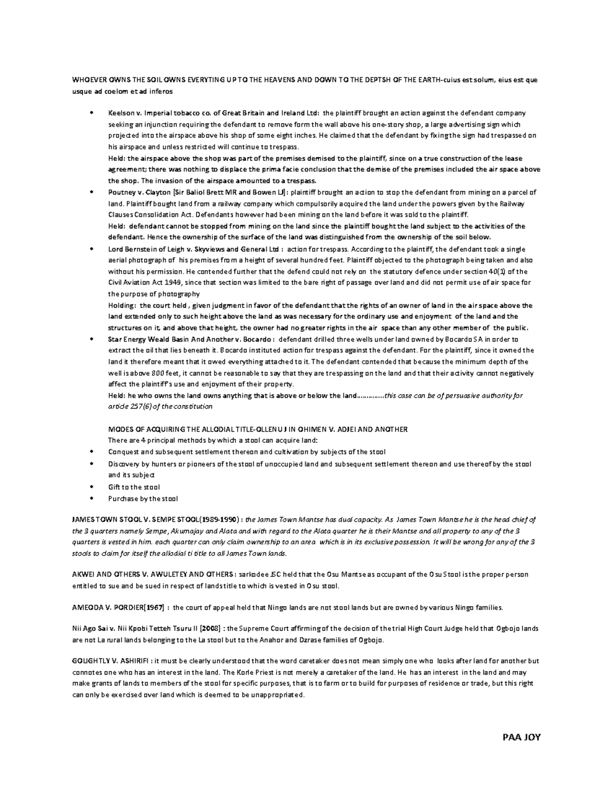 Notes on allodial and usufruct interests - WHOEVER OWNS THE SOIL OWNS ...