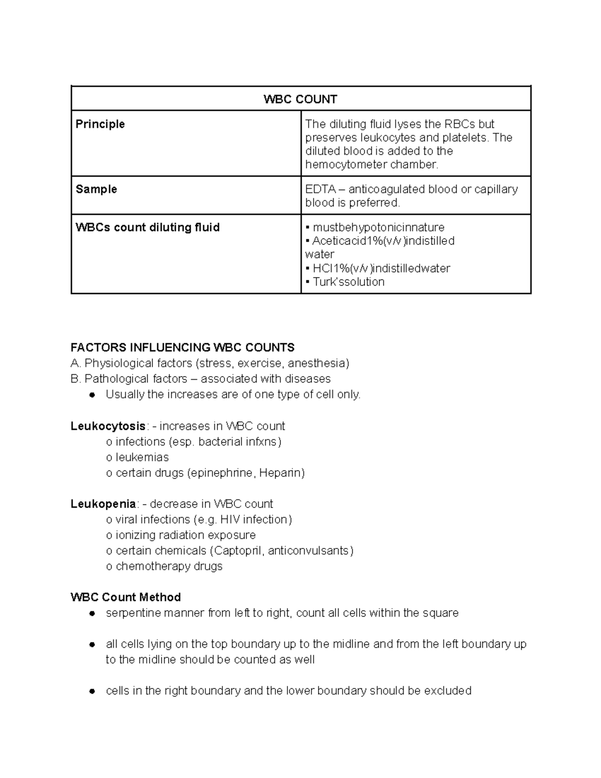 Laboratory Evaluation of Blood Cells part 3 - WBC COUNT Principle The ...