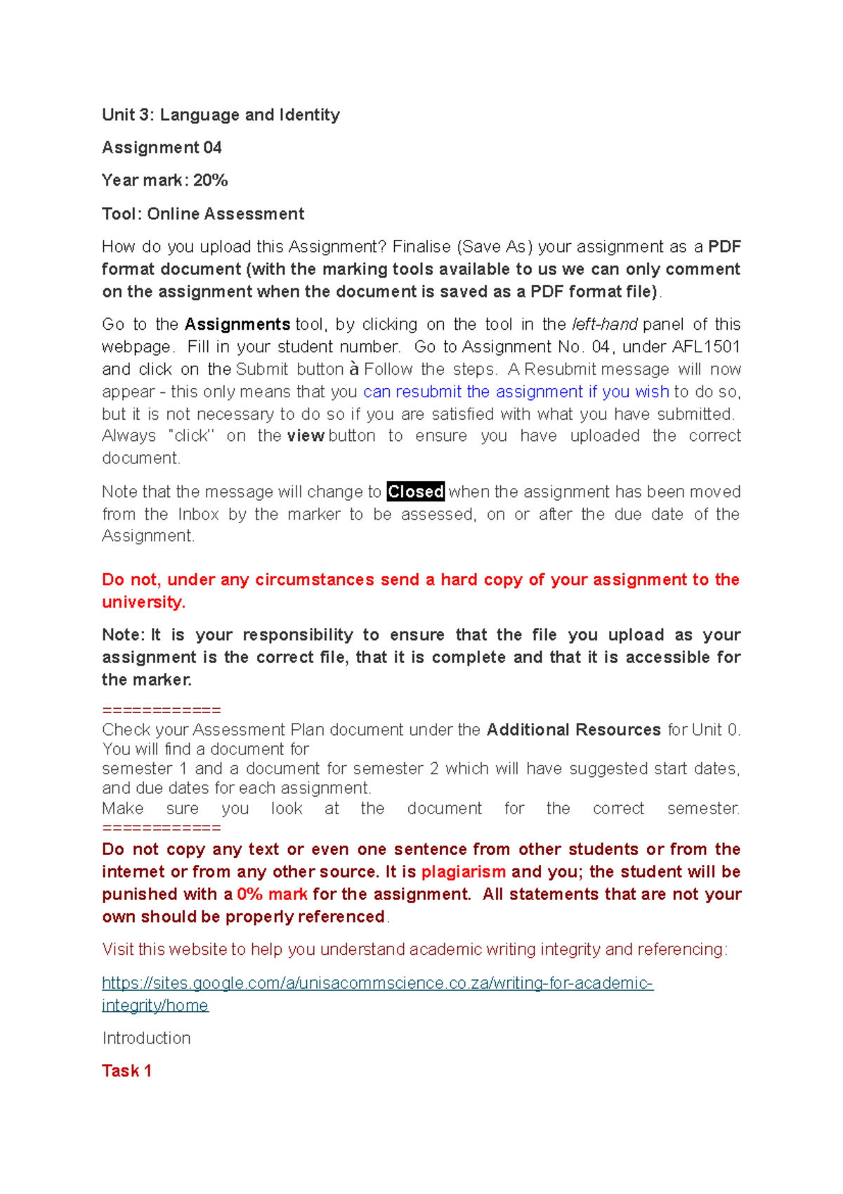 Assignment 4 - African Languages - Unit 3: Language and Identity ...