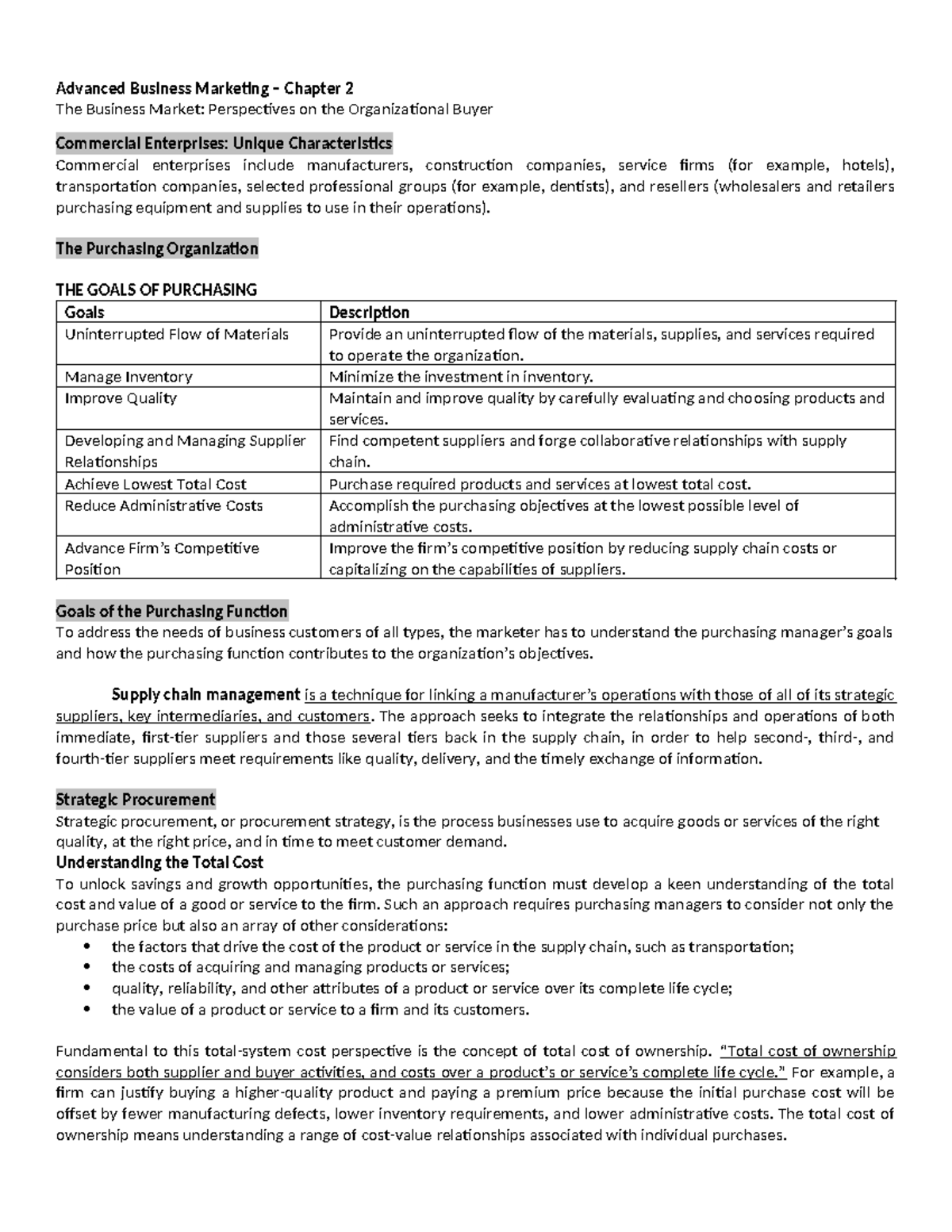 Lesson 2 - Advanced Business Marketing – Chapter 2 The Business Market ...