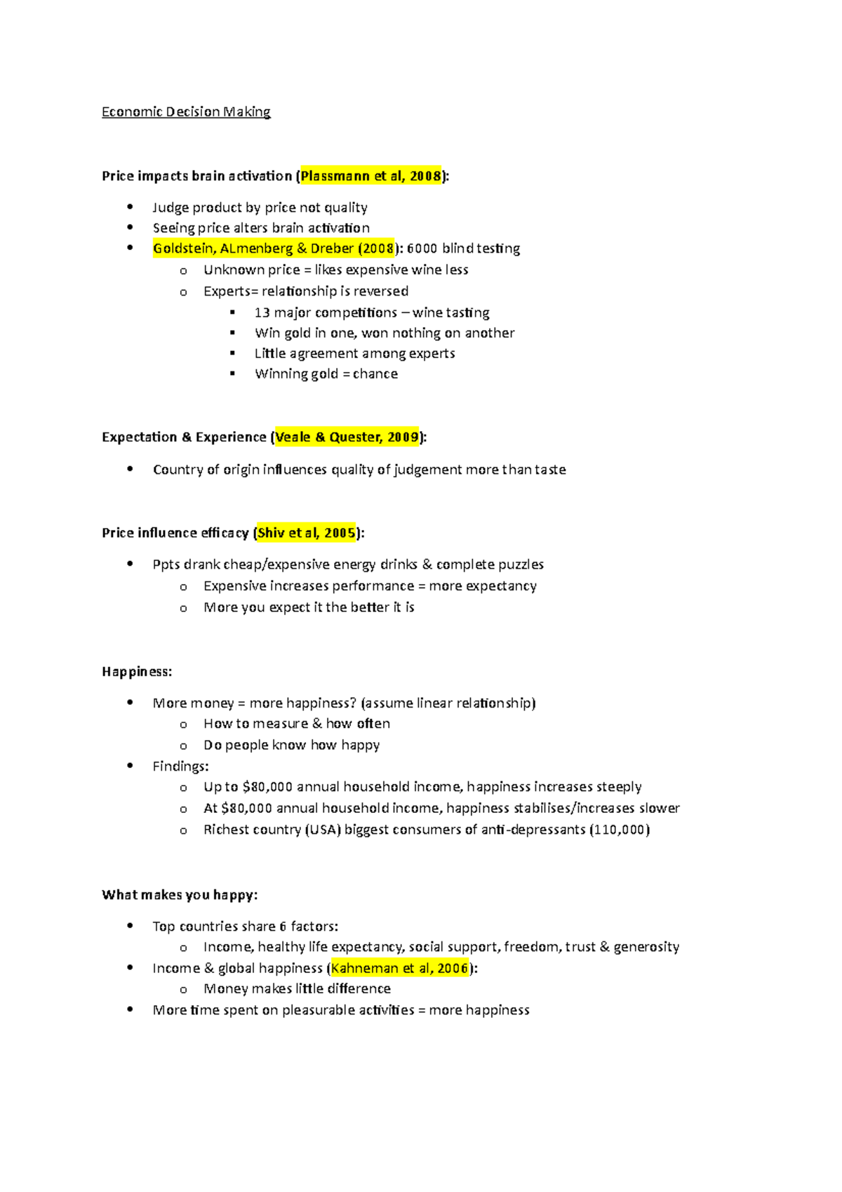 Economic Decision Making - Economic Decision Making Price impacts brain ...