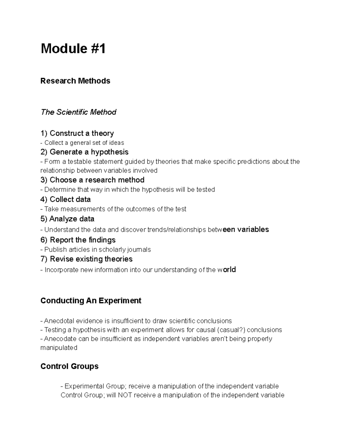 Psychology Notes - Prof. Joe Kim - Module Research Methods The ...